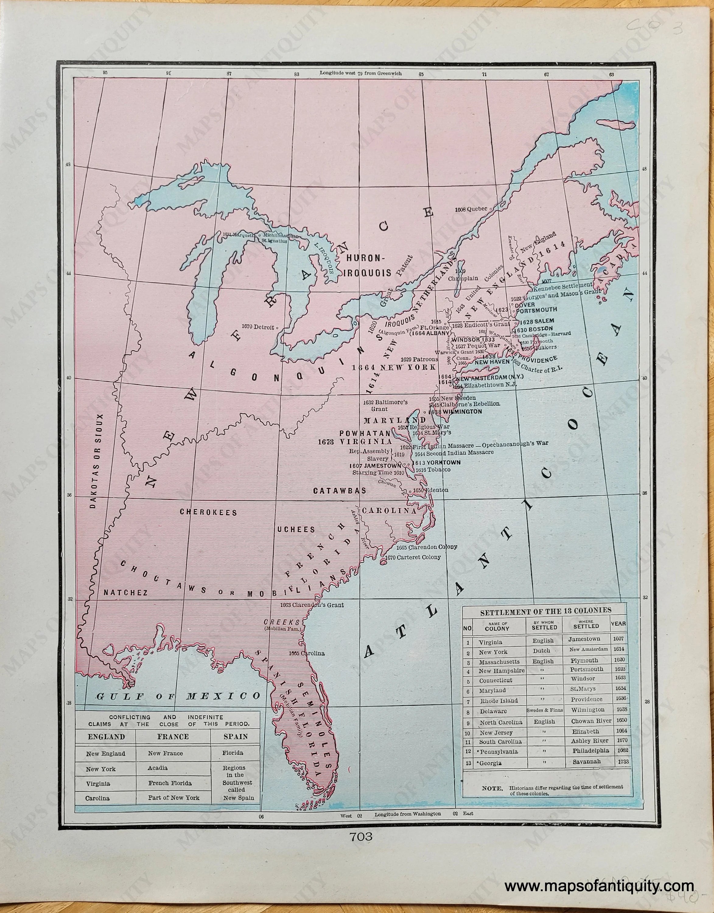 1903 - Settlement of the U.S. - Antique Map – Maps of Antiquity