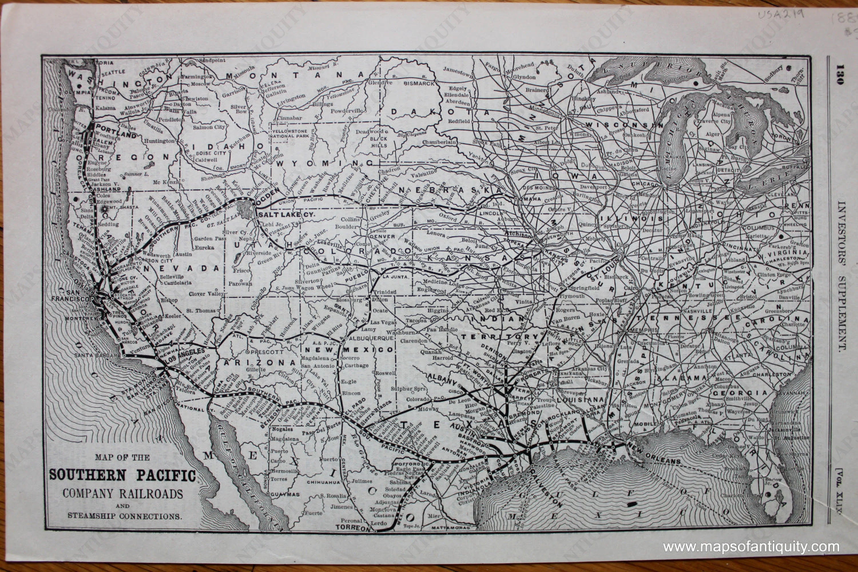 1889 - Map of the Southern Pacific Company Railroads and Steamship Con ...