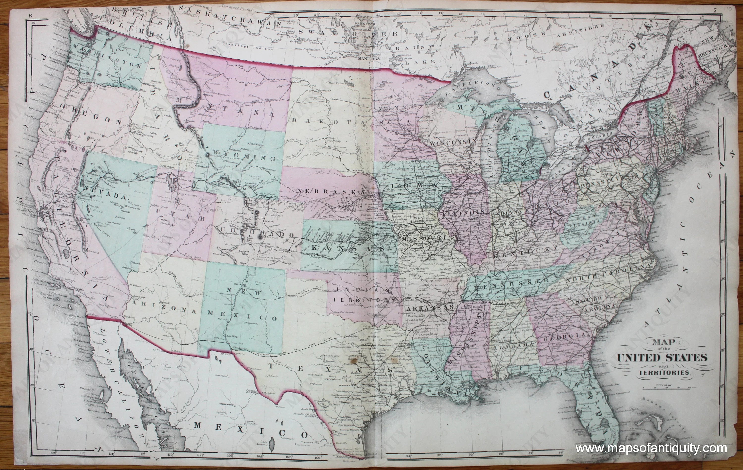 1876 - Map of United States and Territories - Antique Map – Maps of ...