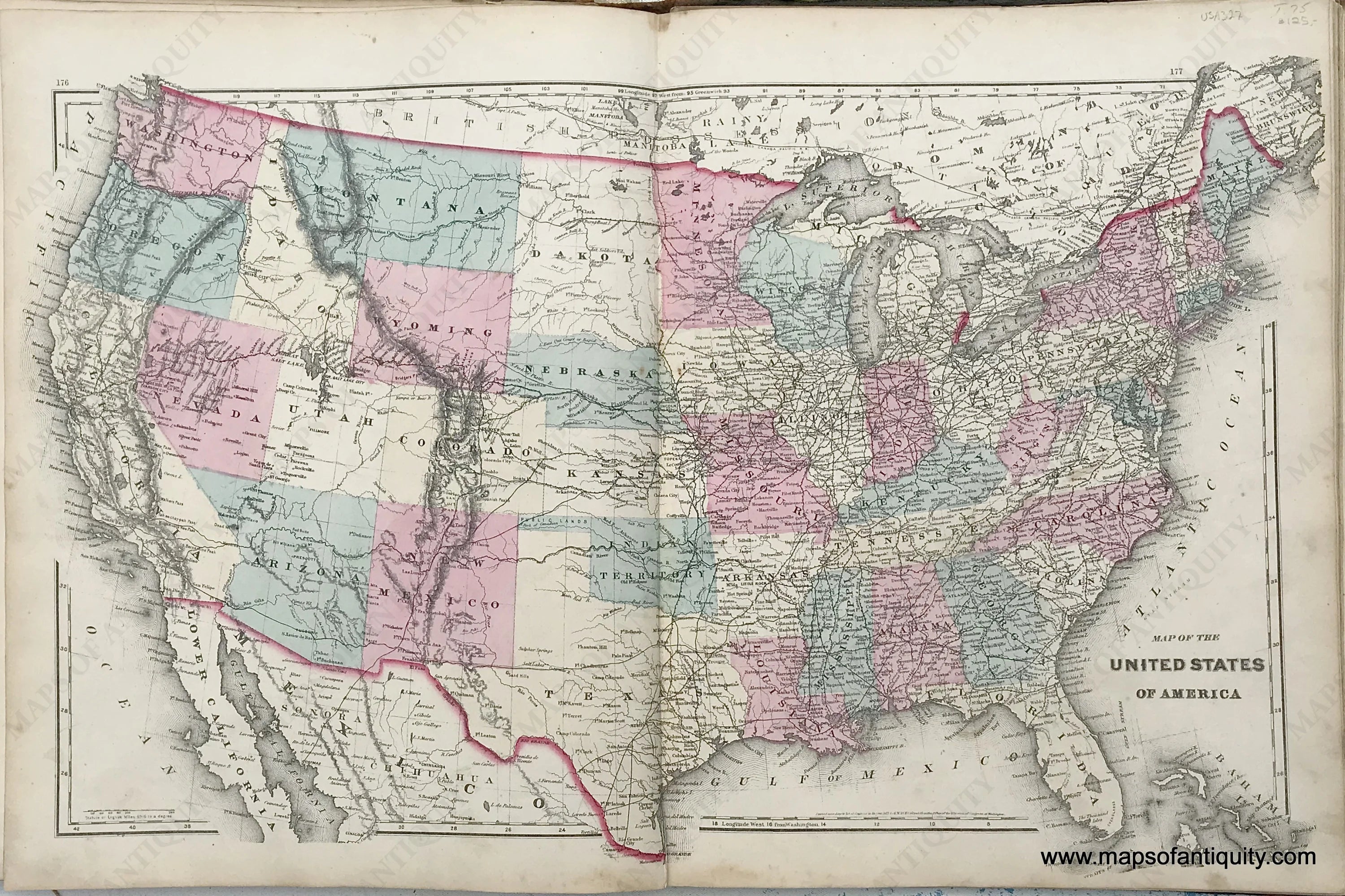 1875 - Map of the United States of America - Antique Map – Maps of ...