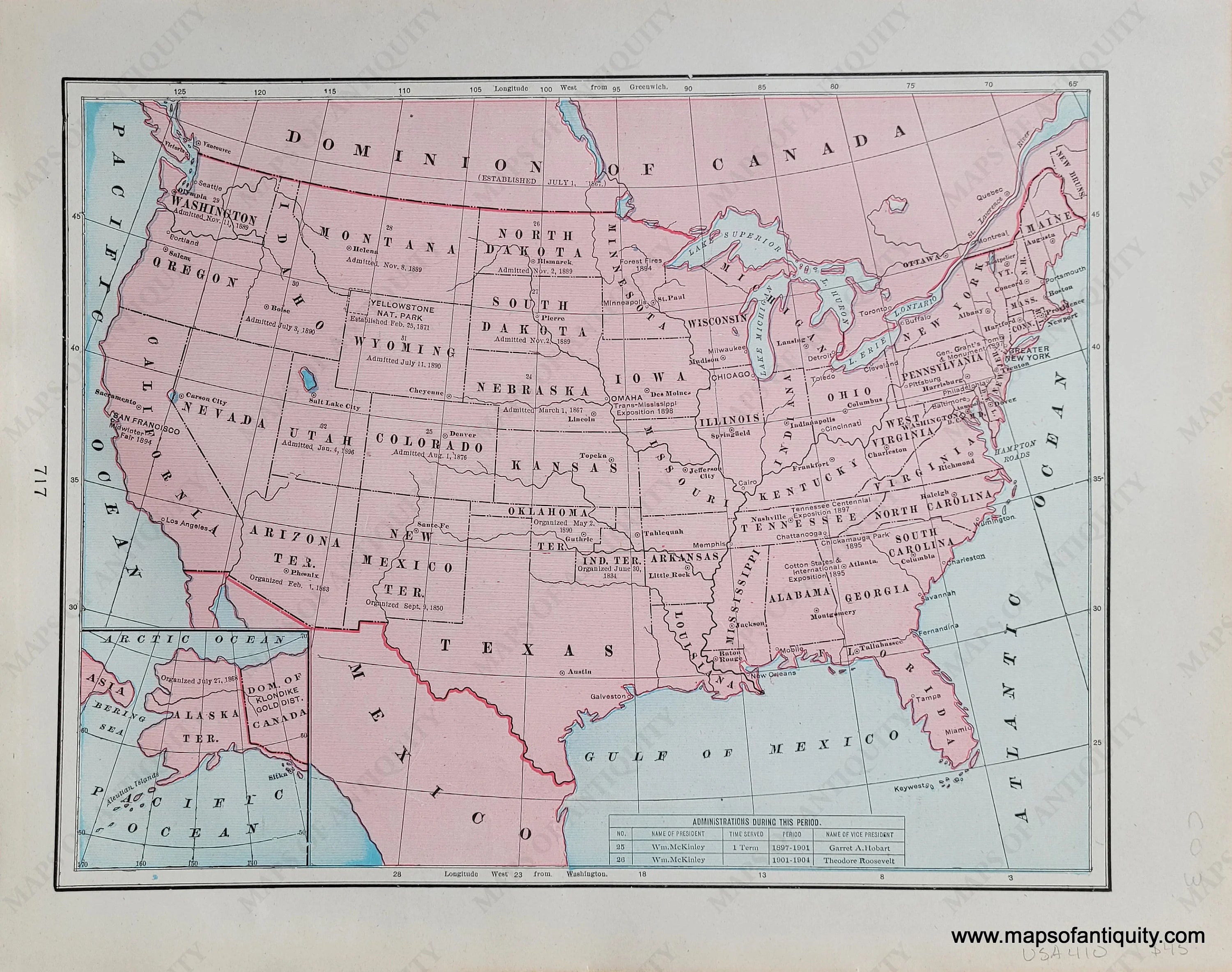 1903 - United States in 1903 - Antique Map – Maps of Antiquity