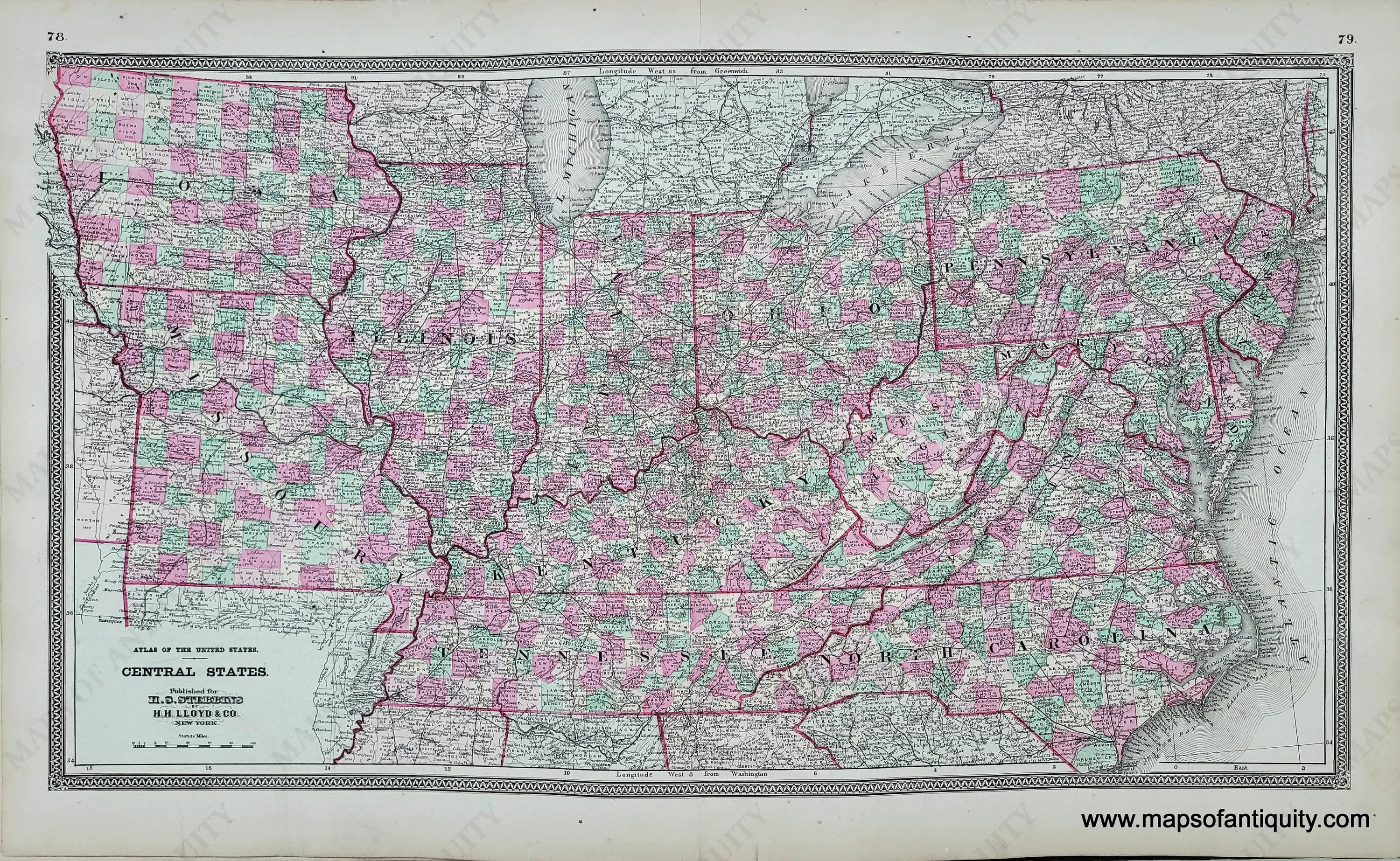 1868 - Central States - Antique Map – Maps of Antiquity