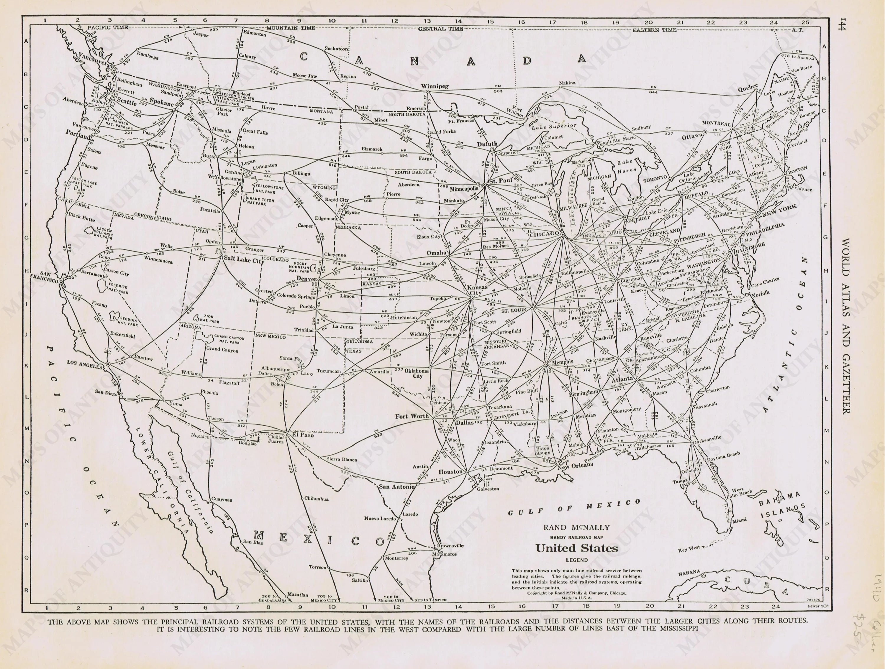 1940 Genuine Antique Map Handy Railroad Map of the United States – Maps ...
