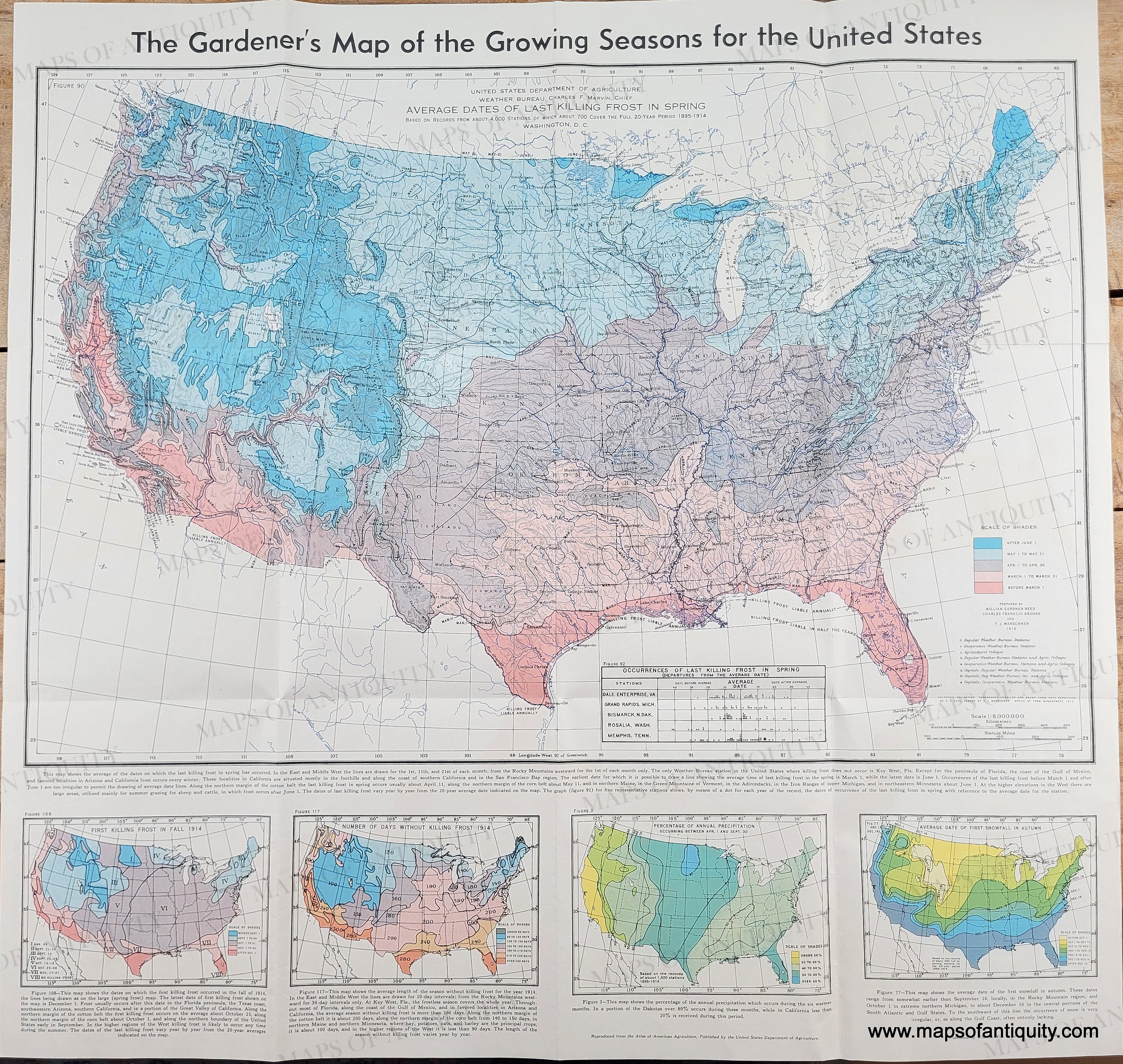 1916 - The Gardener's Map of the Growing Seasons for the United States ...