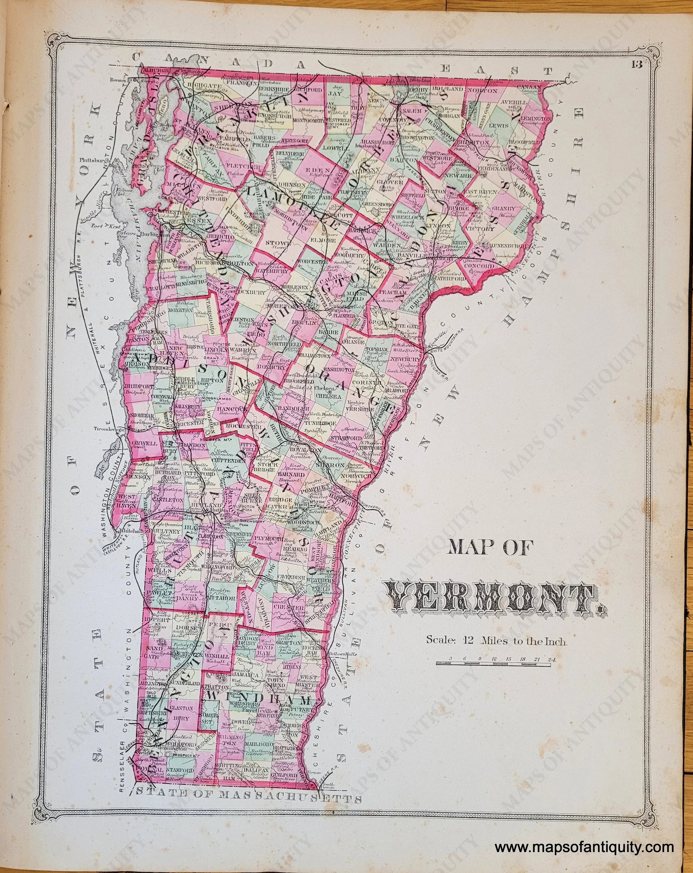 1875 - Map of Vermont - Antique Map – Maps of Antiquity