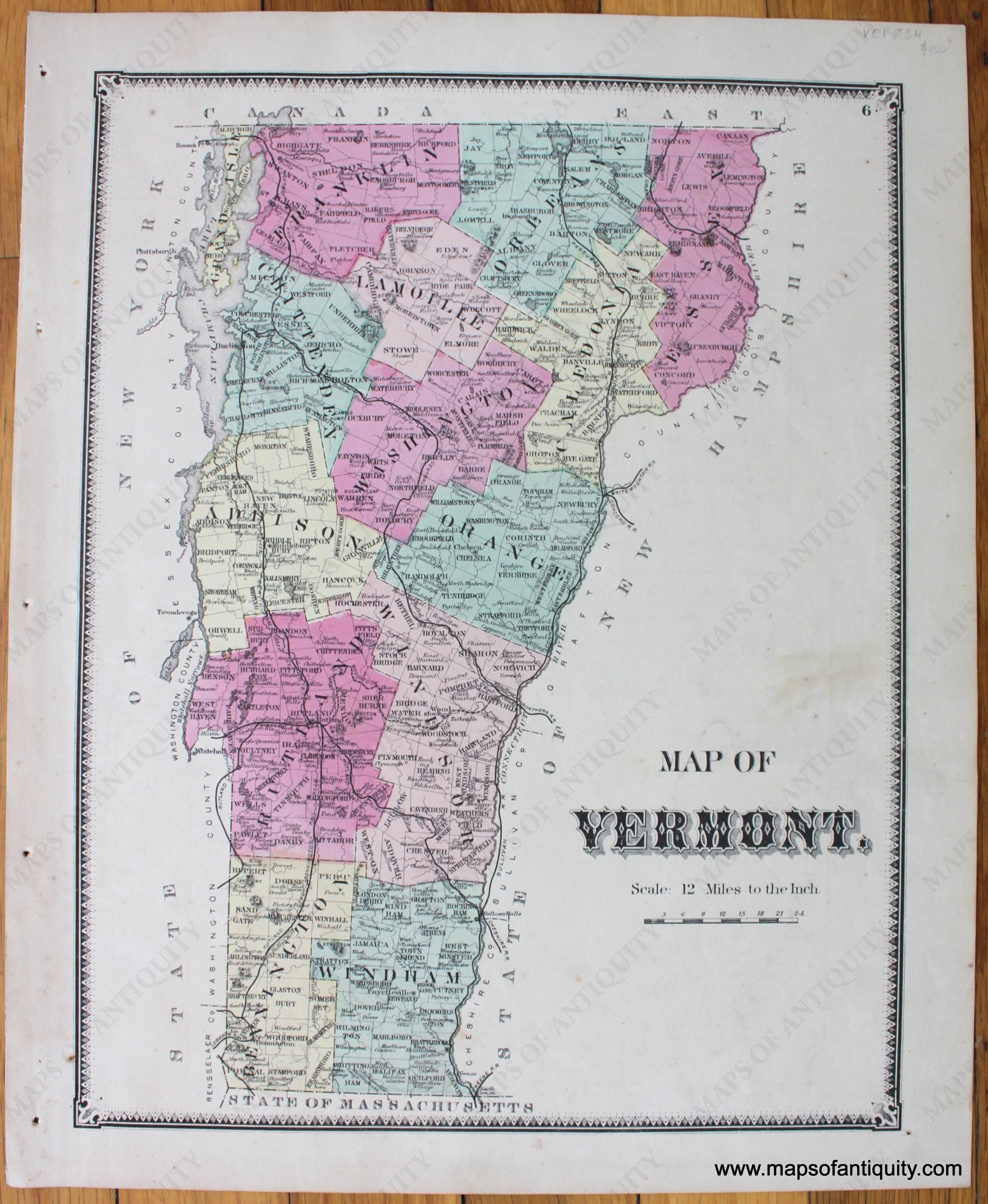 1869 - Map of Vermont - Antique Map – Maps of Antiquity