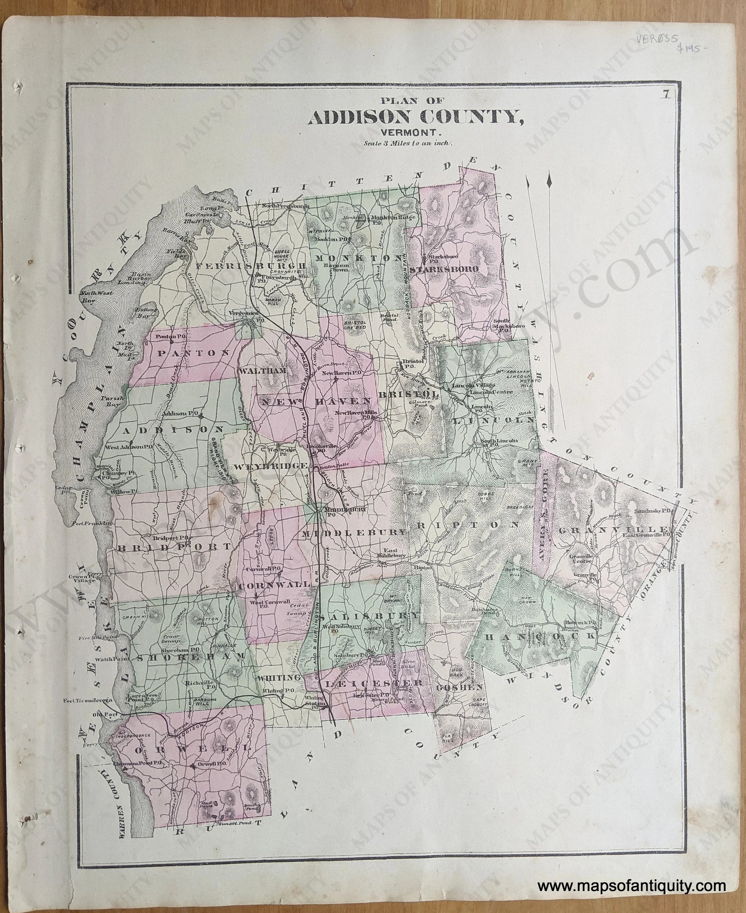 1871 - Plan of Addison County, VT - Vermont - Antique Map – Maps of ...