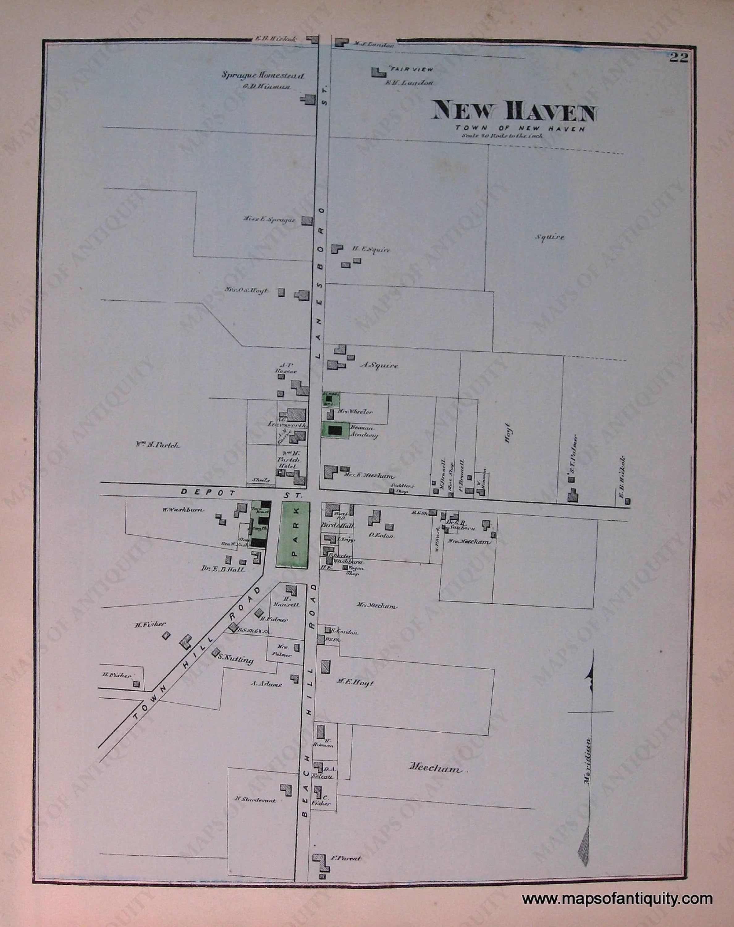 1871 - New Haven, Town of, VT - Vermont - Antique Map – Maps of Antiquity