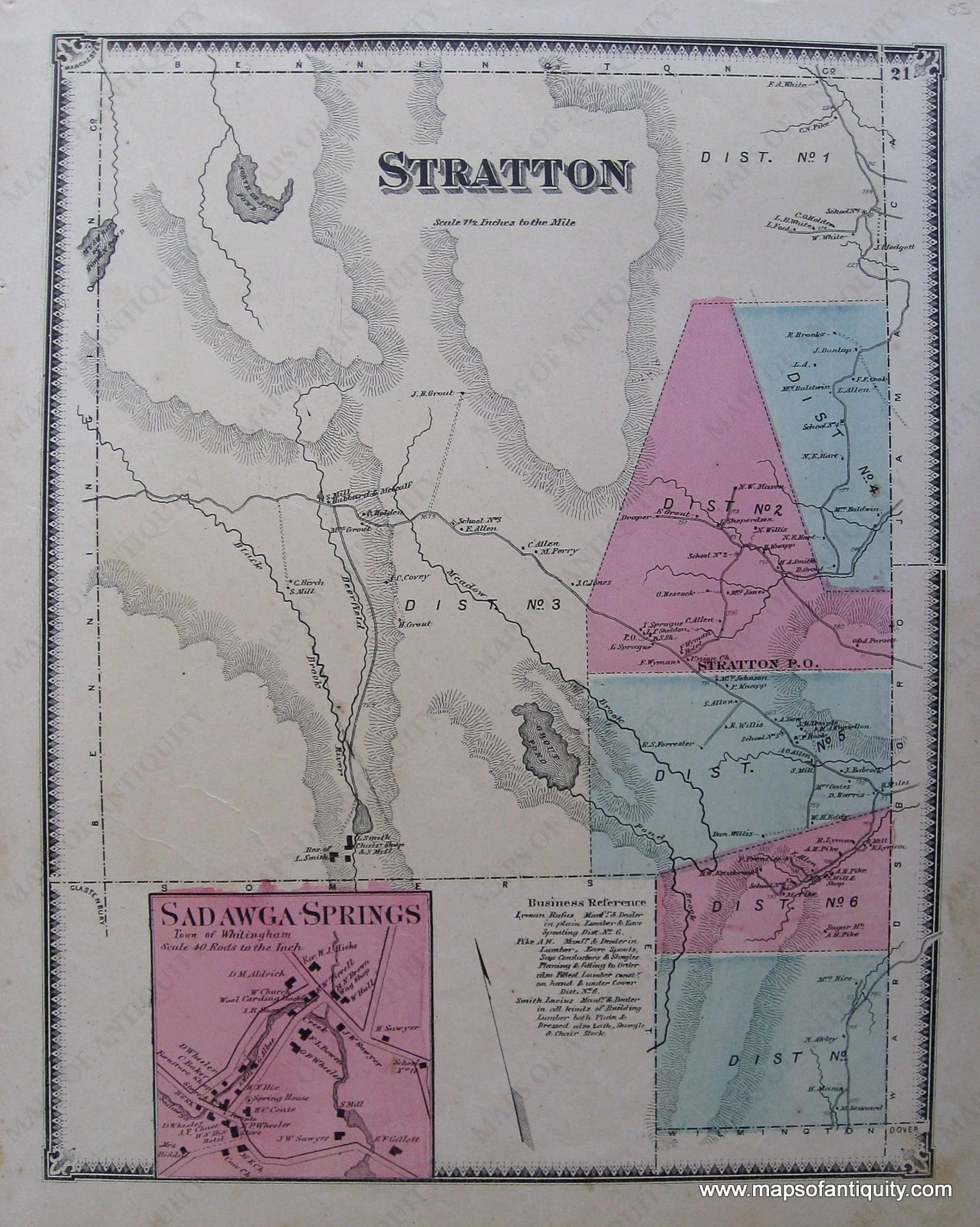 1869 - Stratton, VT - Vermont - Antique Map – Maps of Antiquity