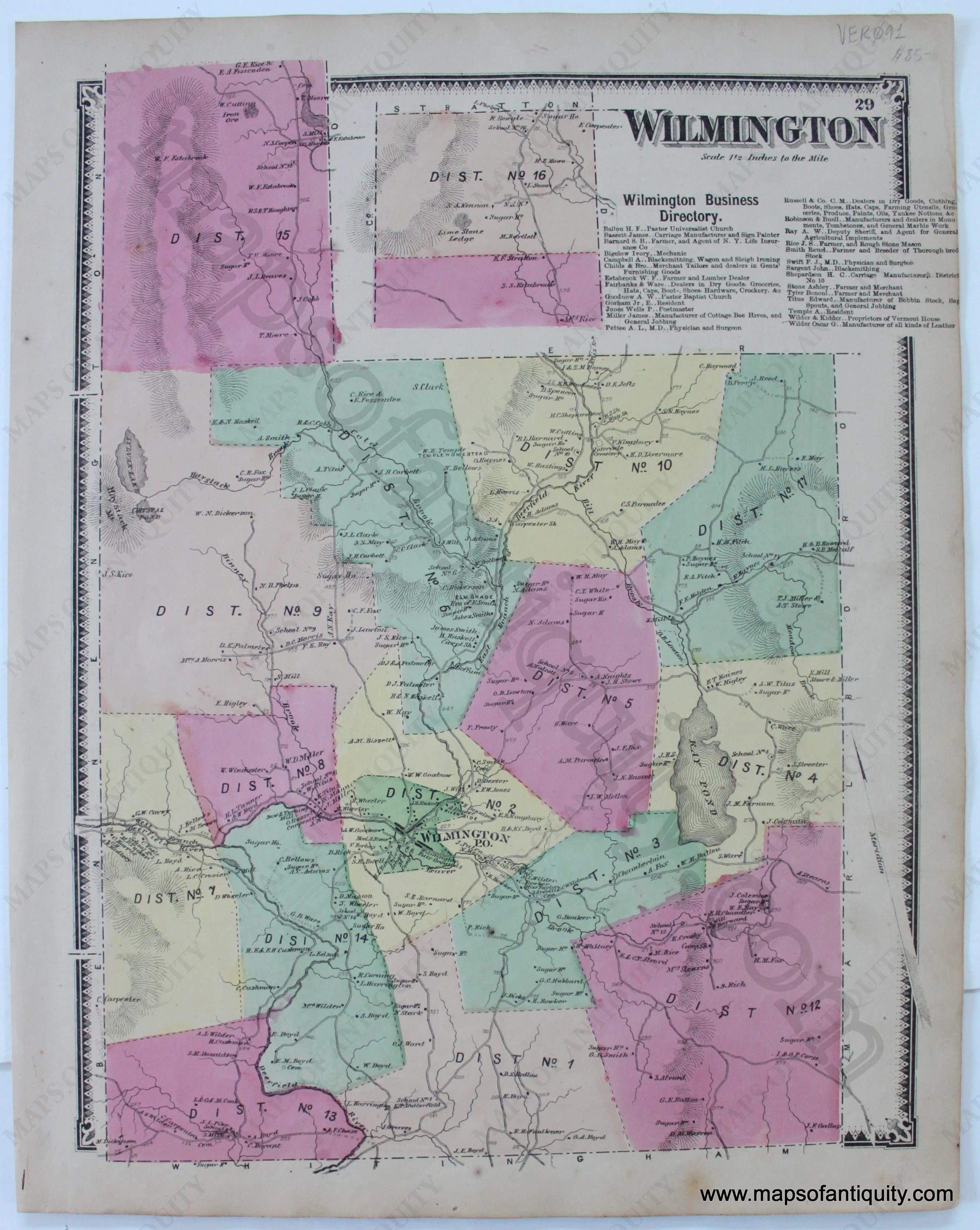 1869 - Wilmington, VT - Vermont - Antique Map – Maps of Antiquity