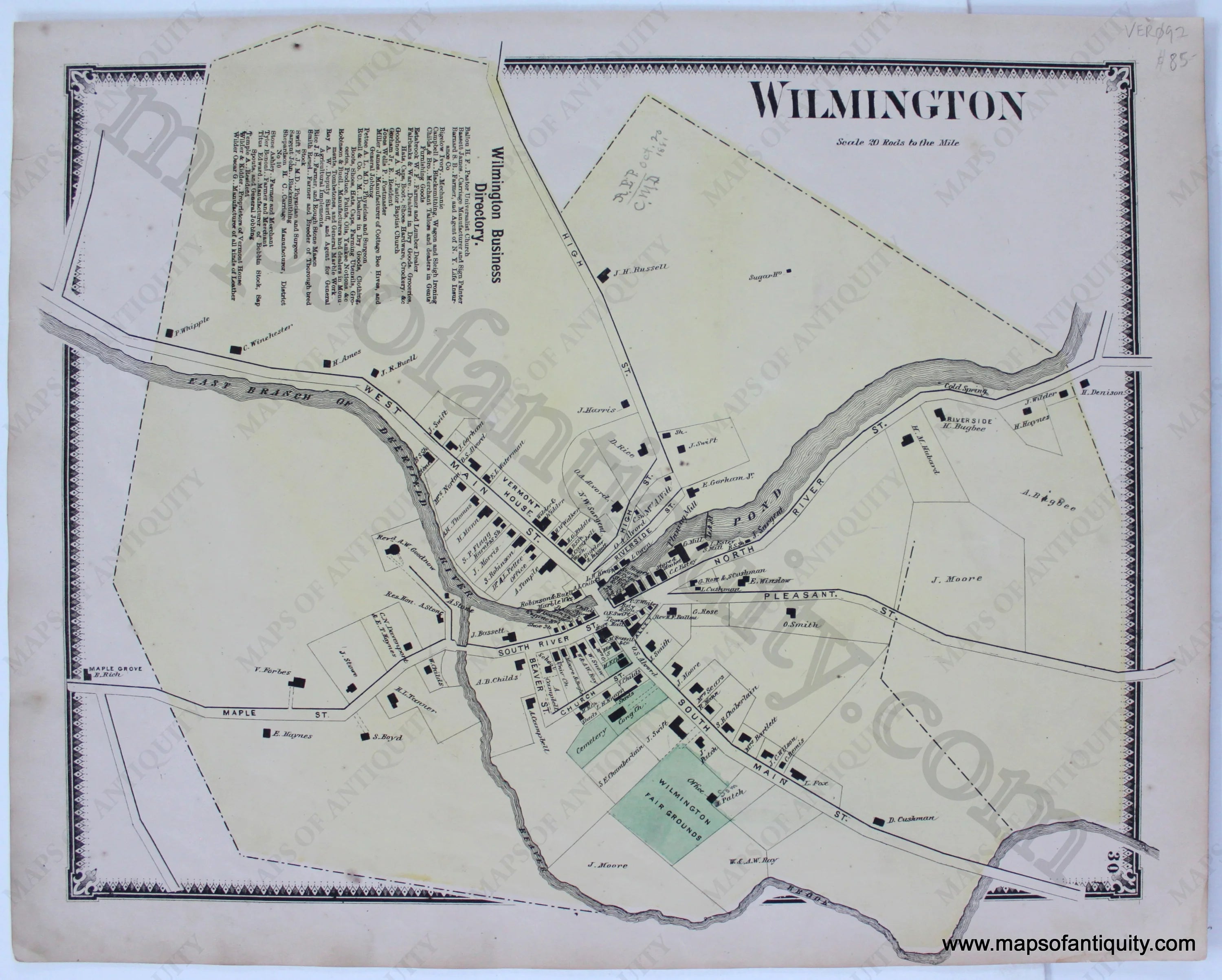 1869 - Wilmington, VT (Partial) - Vermont - Antique Map – Maps of Antiquity