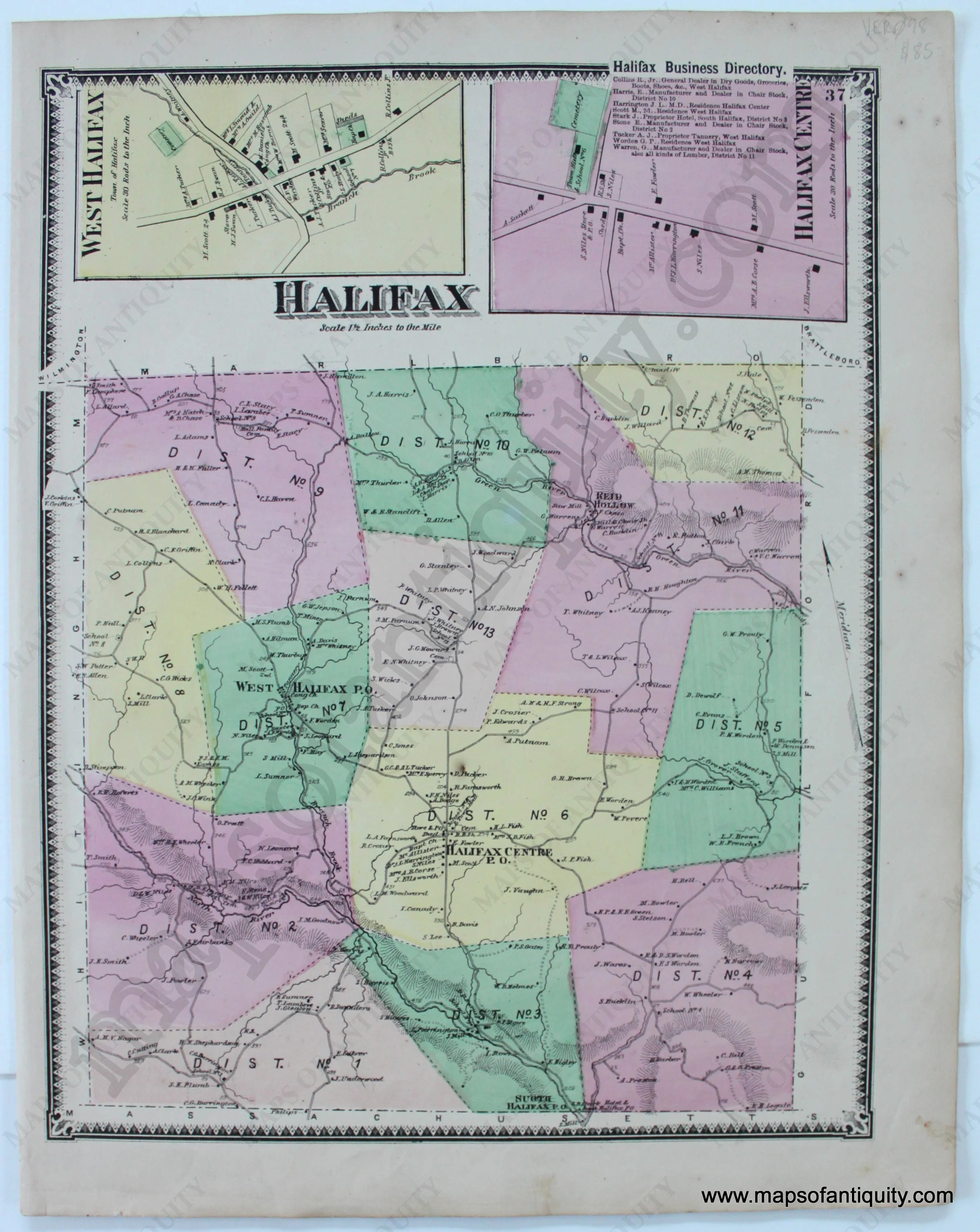 1869 - Halifax, VT - Vermont - Antique Map – Maps of Antiquity