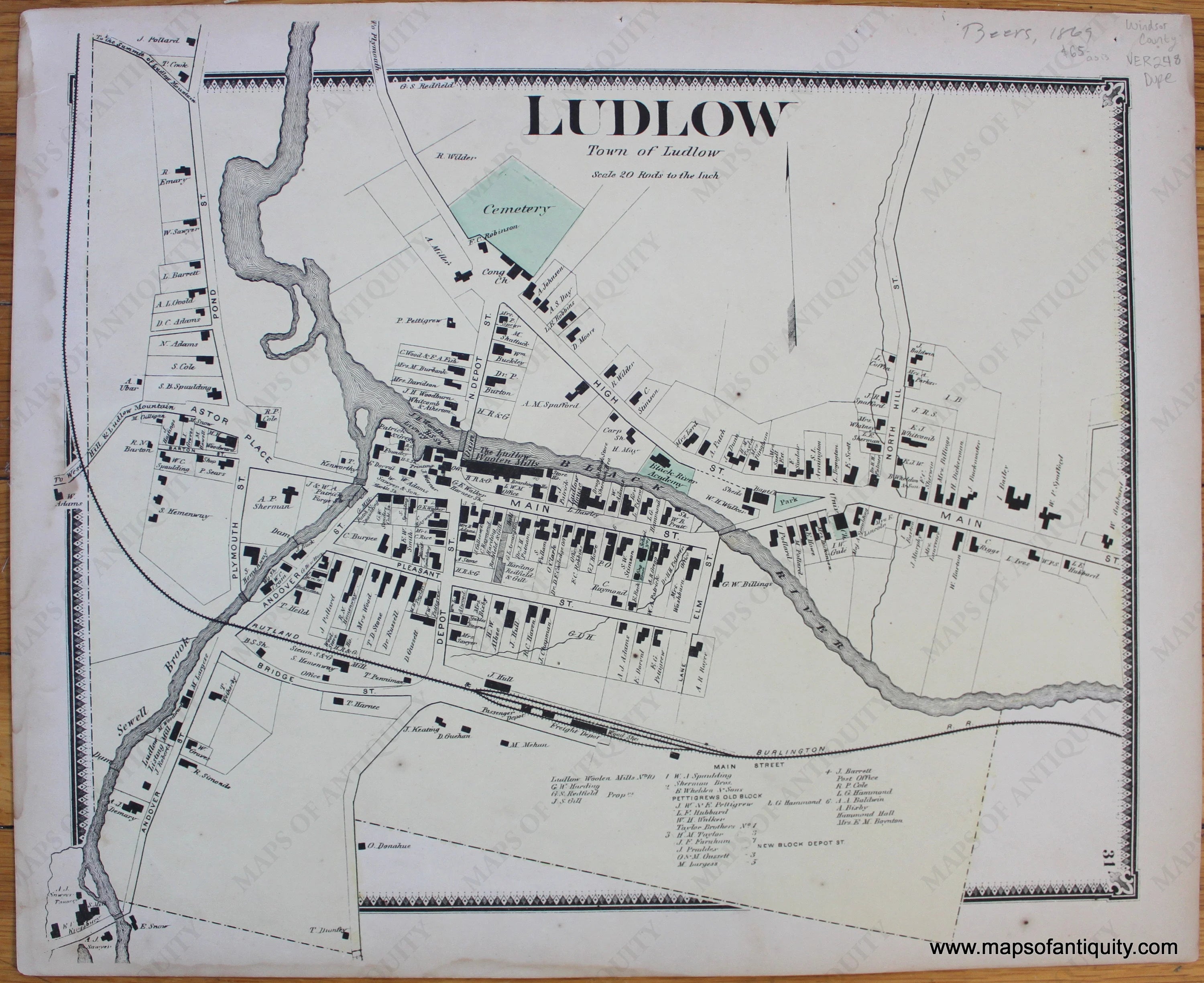 1869 - Ludlow (VT) - Antique Map – Maps of Antiquity