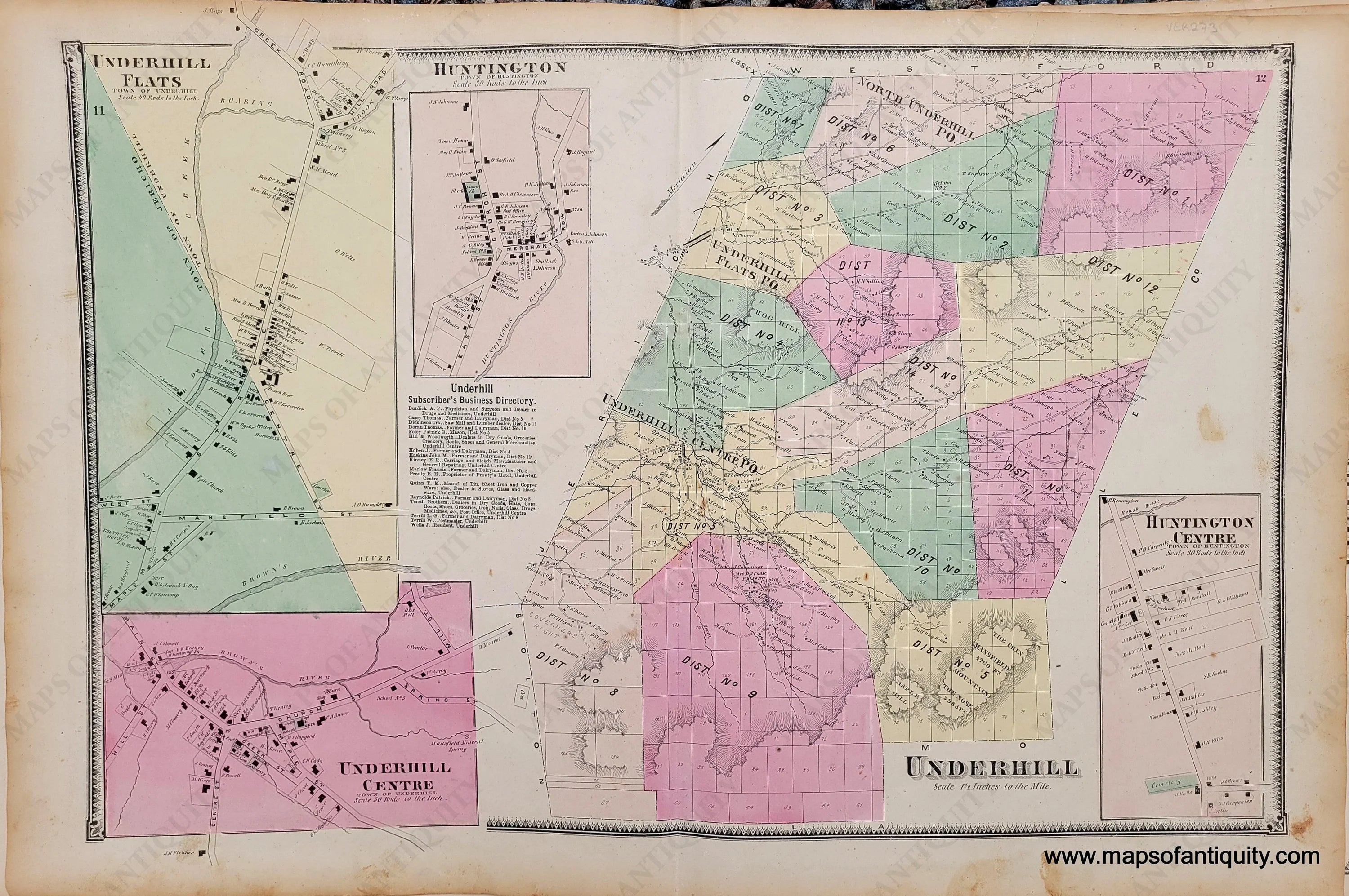 1869 - Underhill (VT) with parts of Huntington - Antique Map – Maps of ...