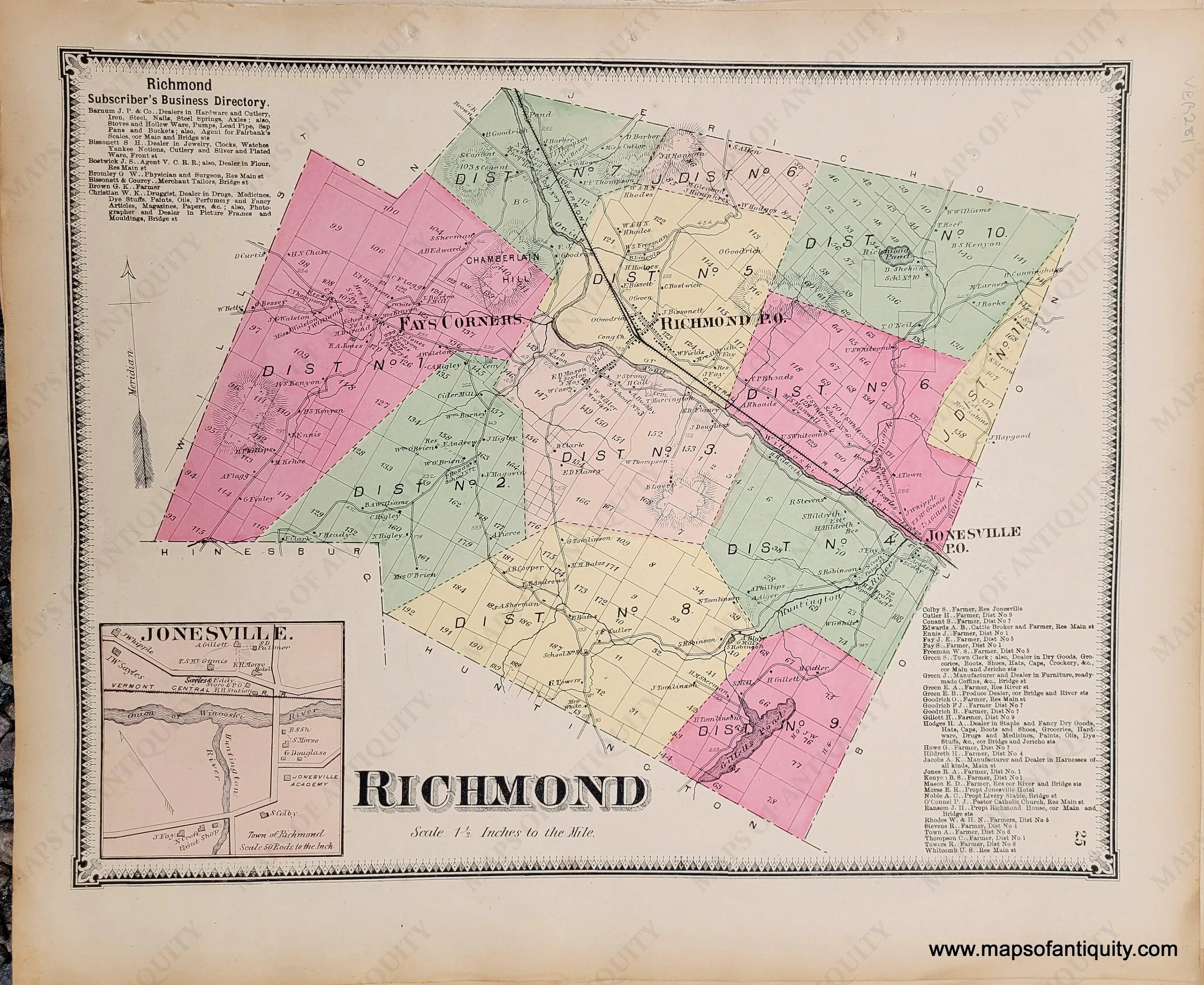 1869 - Richmond (VT) - Antique Map – Maps of Antiquity