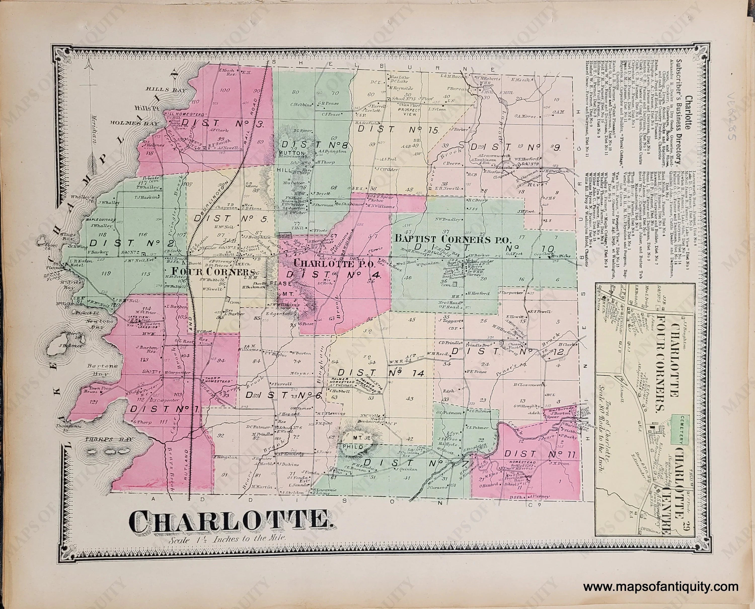 1869 - Charlotte (VT) - Antique Map – Maps of Antiquity