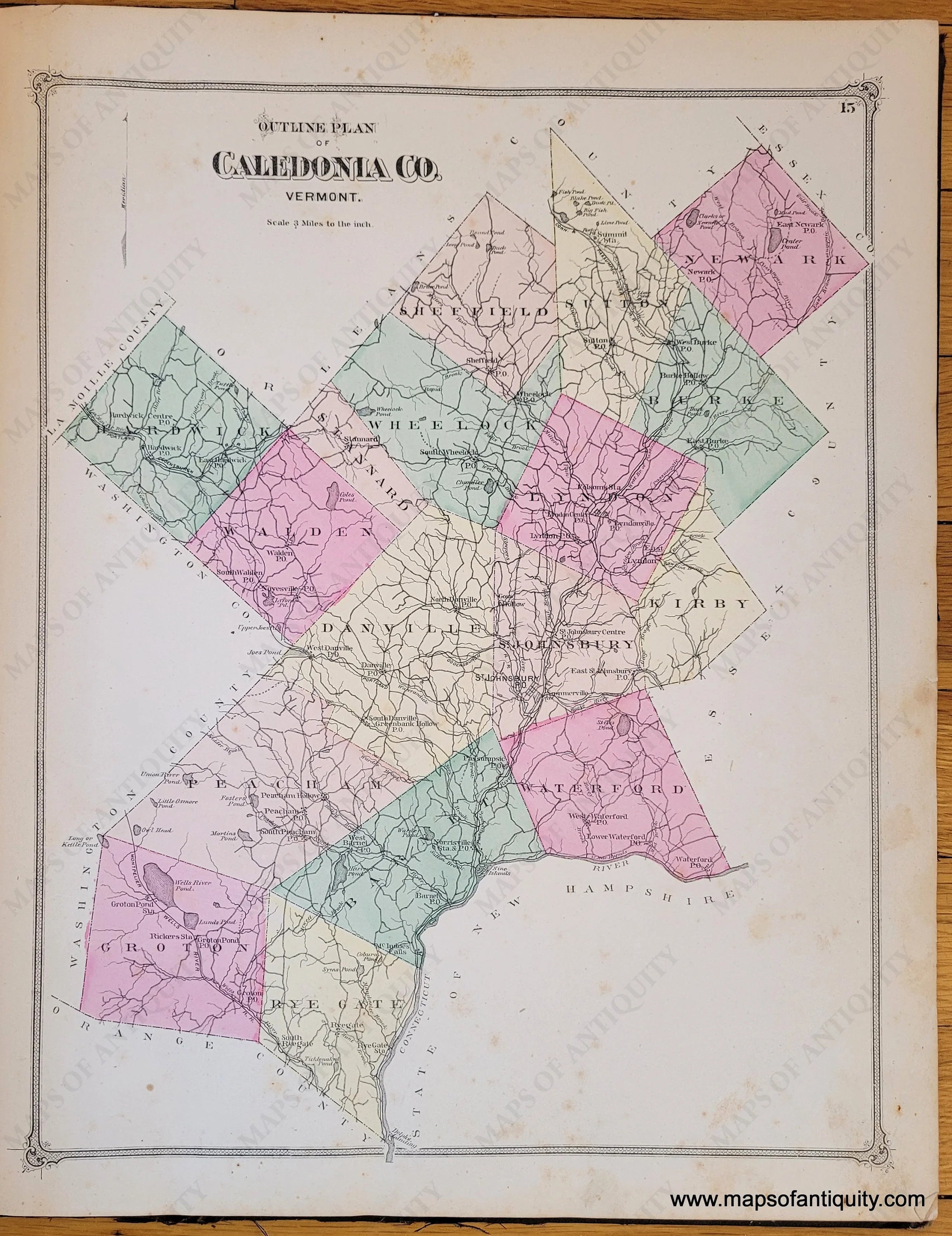 1875 - Outline Plan of Caledonia County, Vermont - Antique Map – Maps ...