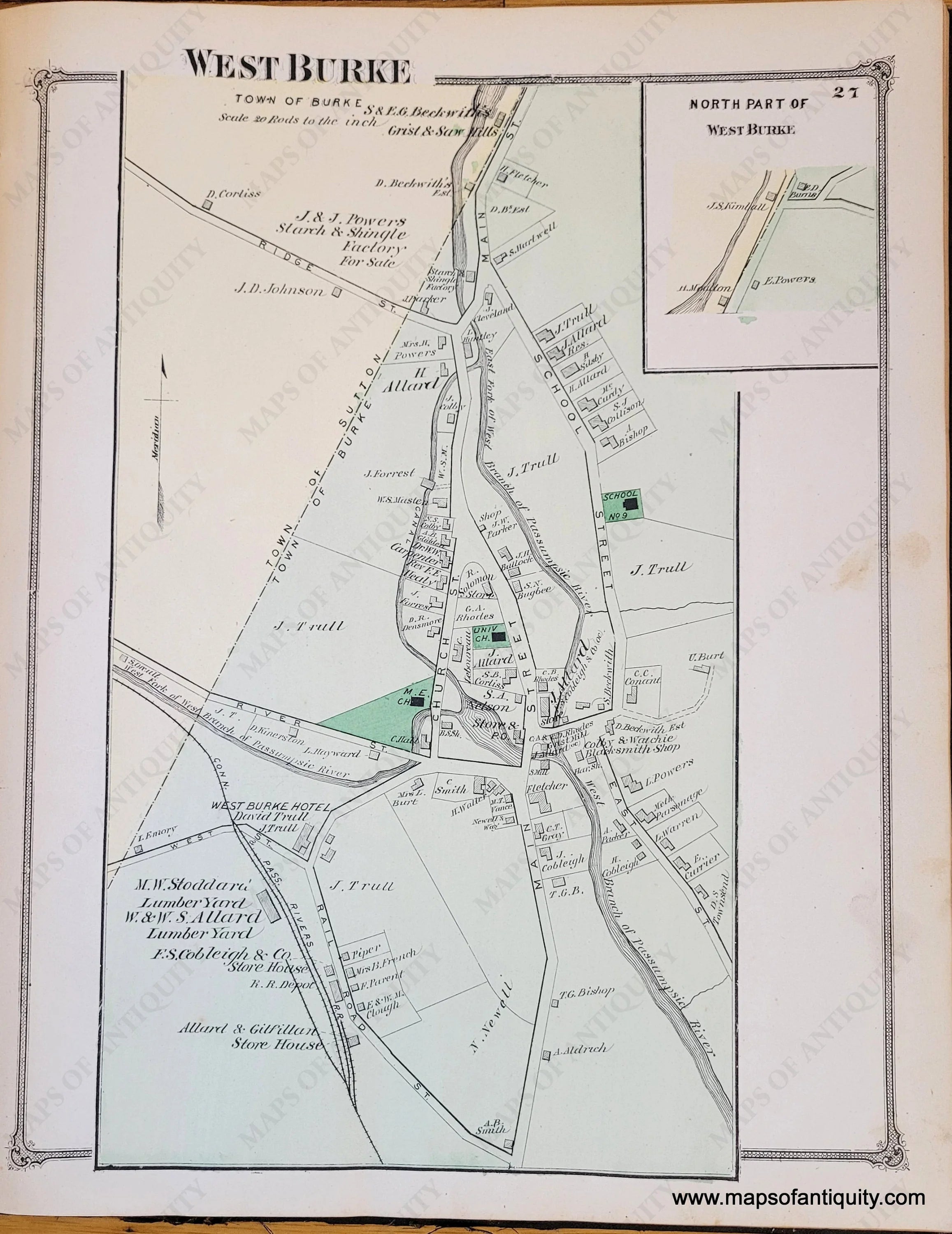 1875 - West Burke (VT) - Antique Map – Maps of Antiquity