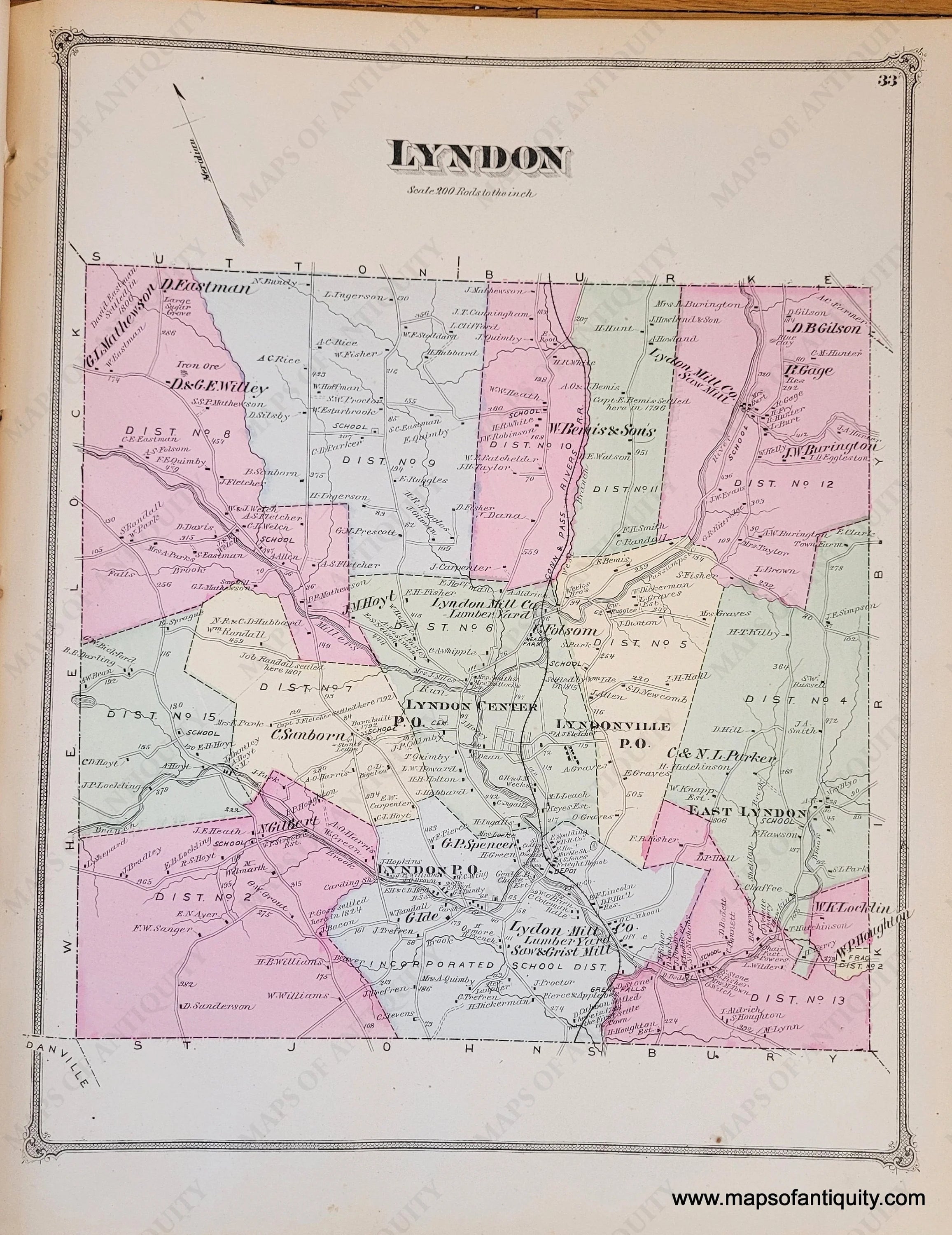 1875 - Lyndon (VT) - Antique Map – Maps of Antiquity