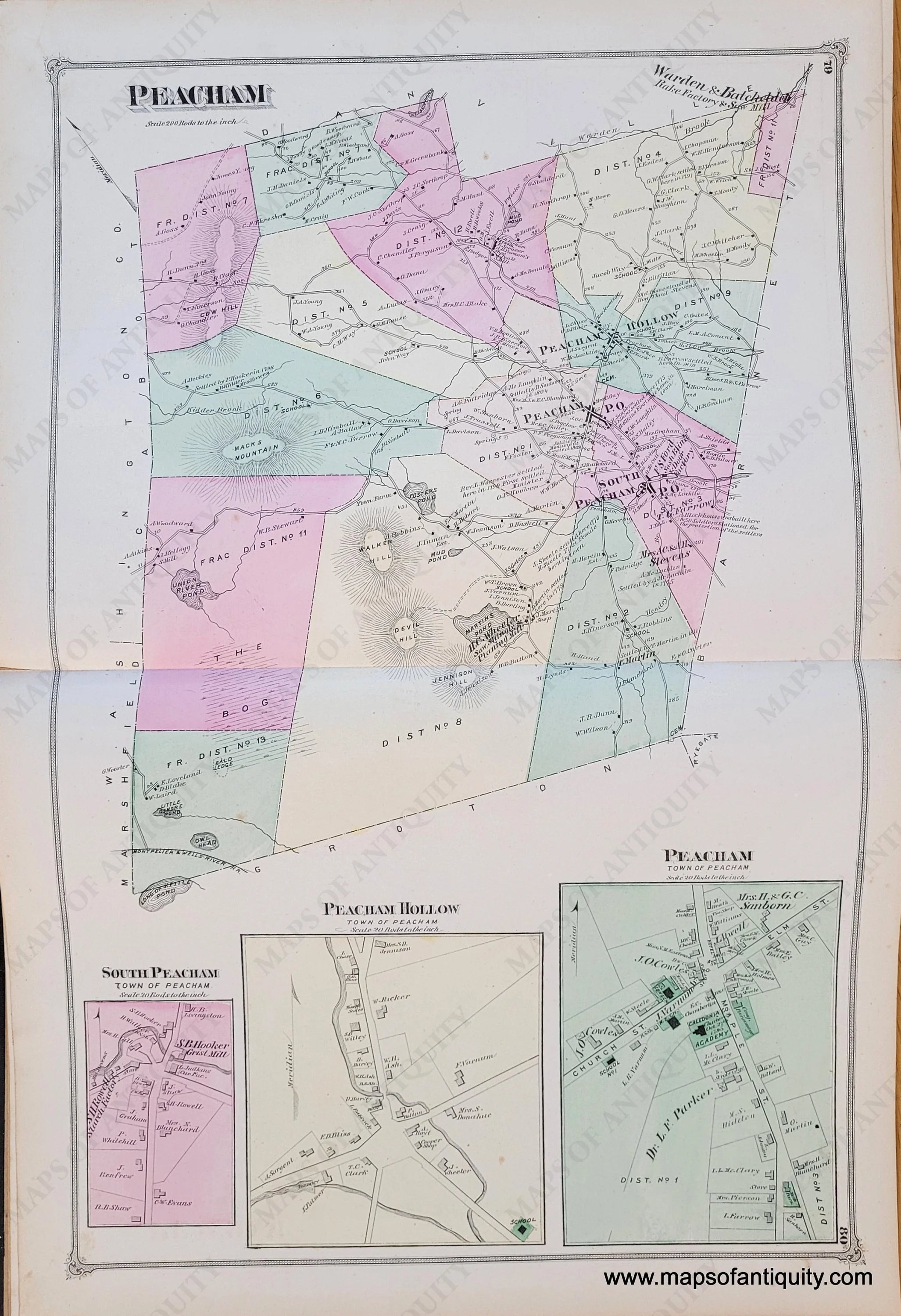 1875 - Peacham (VT) - Antique Map – Maps of Antiquity