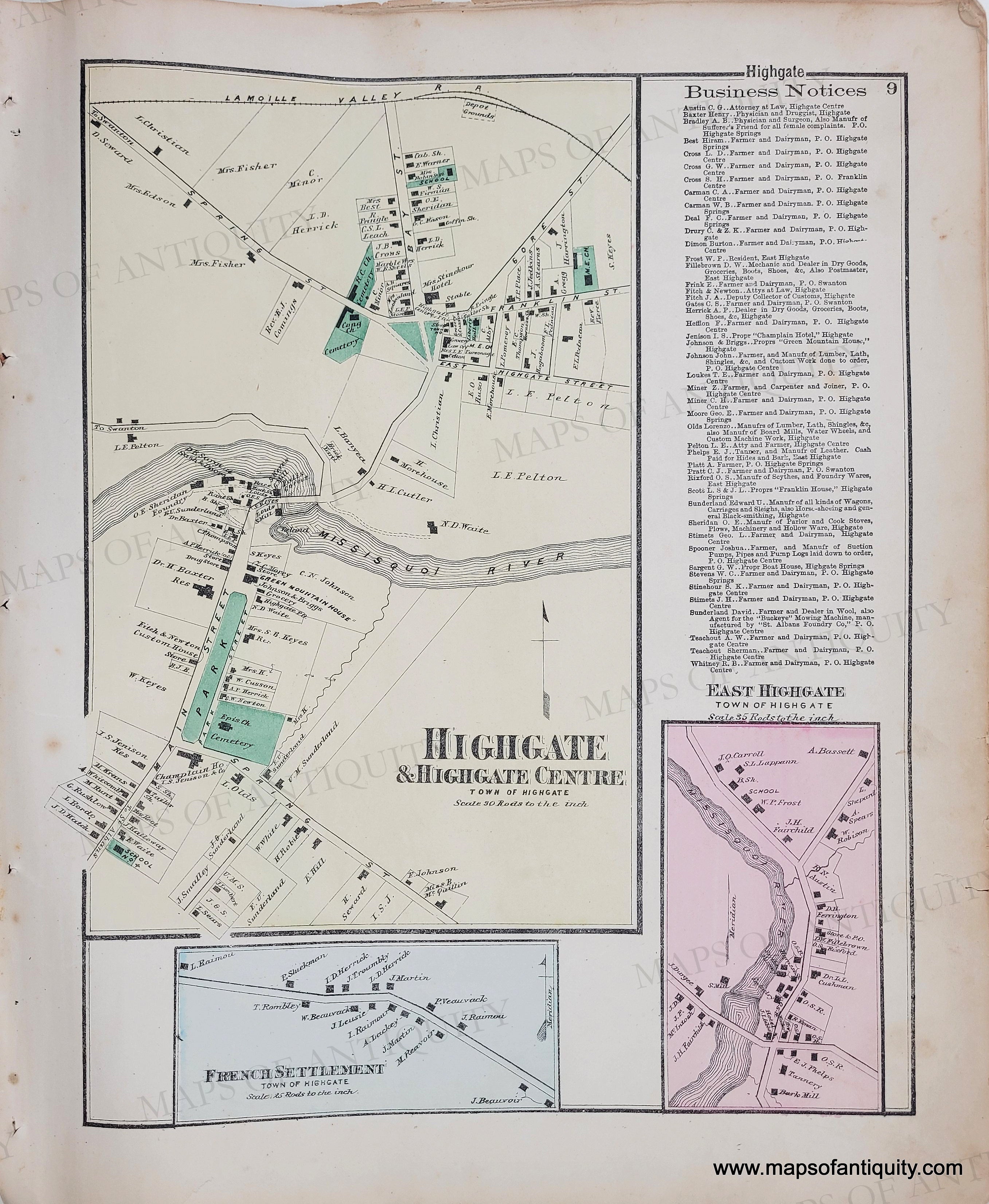 1871 - Villages of Highgate & Highgate Centre, East Highgate, French S ...