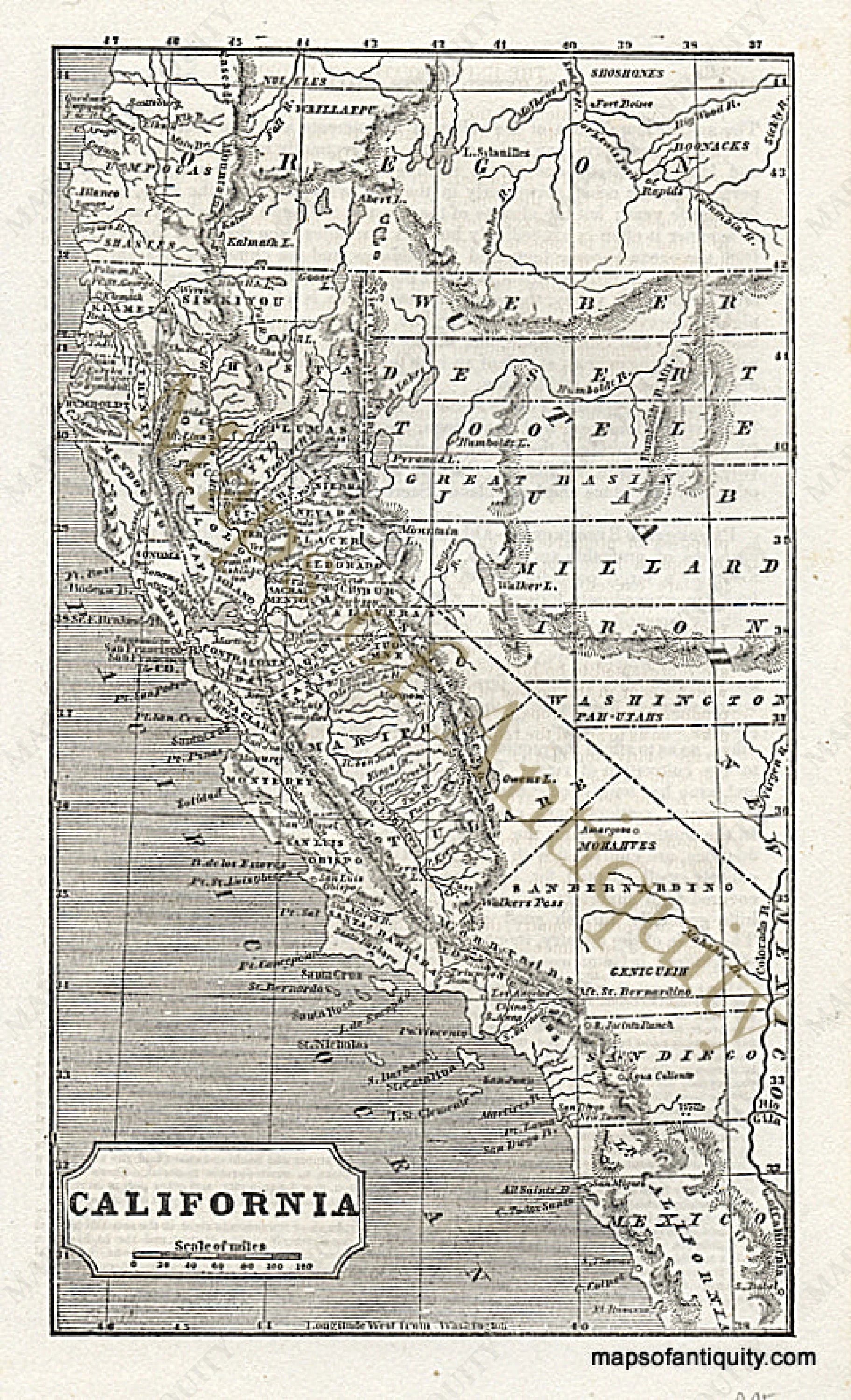1856 - California - Antique Map – Maps of Antiquity