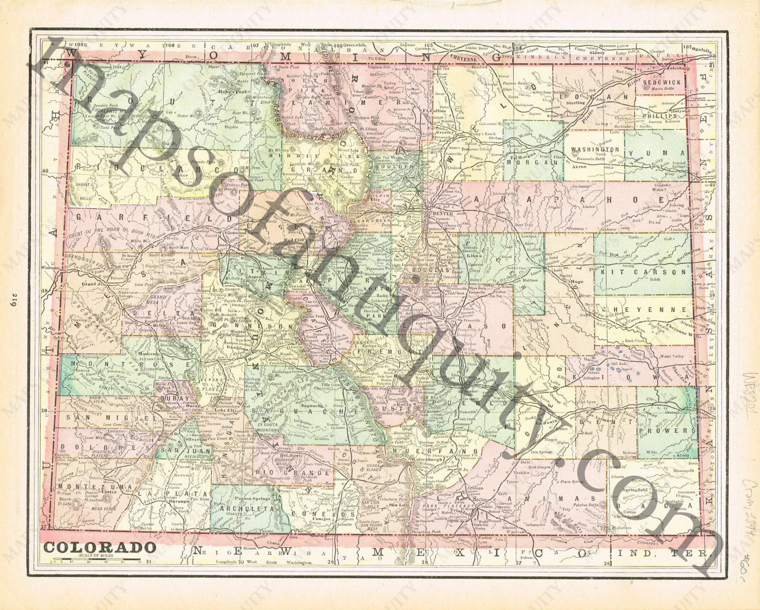 1894 - Colorado, verso: Denver (CO) - Antique Map – Maps of Antiquity