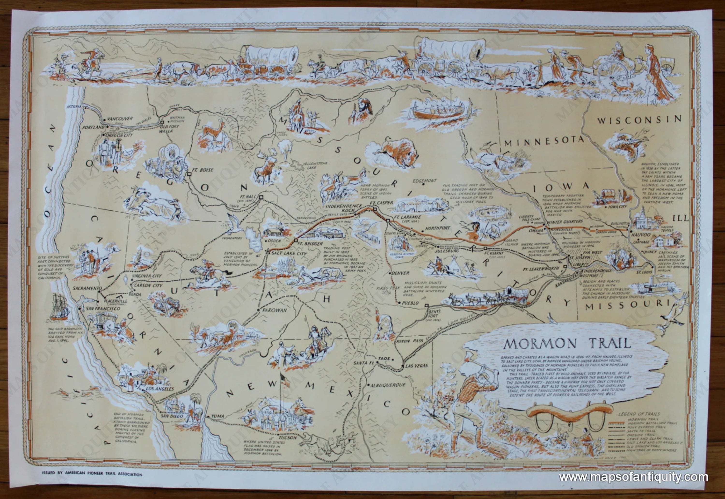 1947 - Mormon Trail - Antique Map – Maps of Antiquity