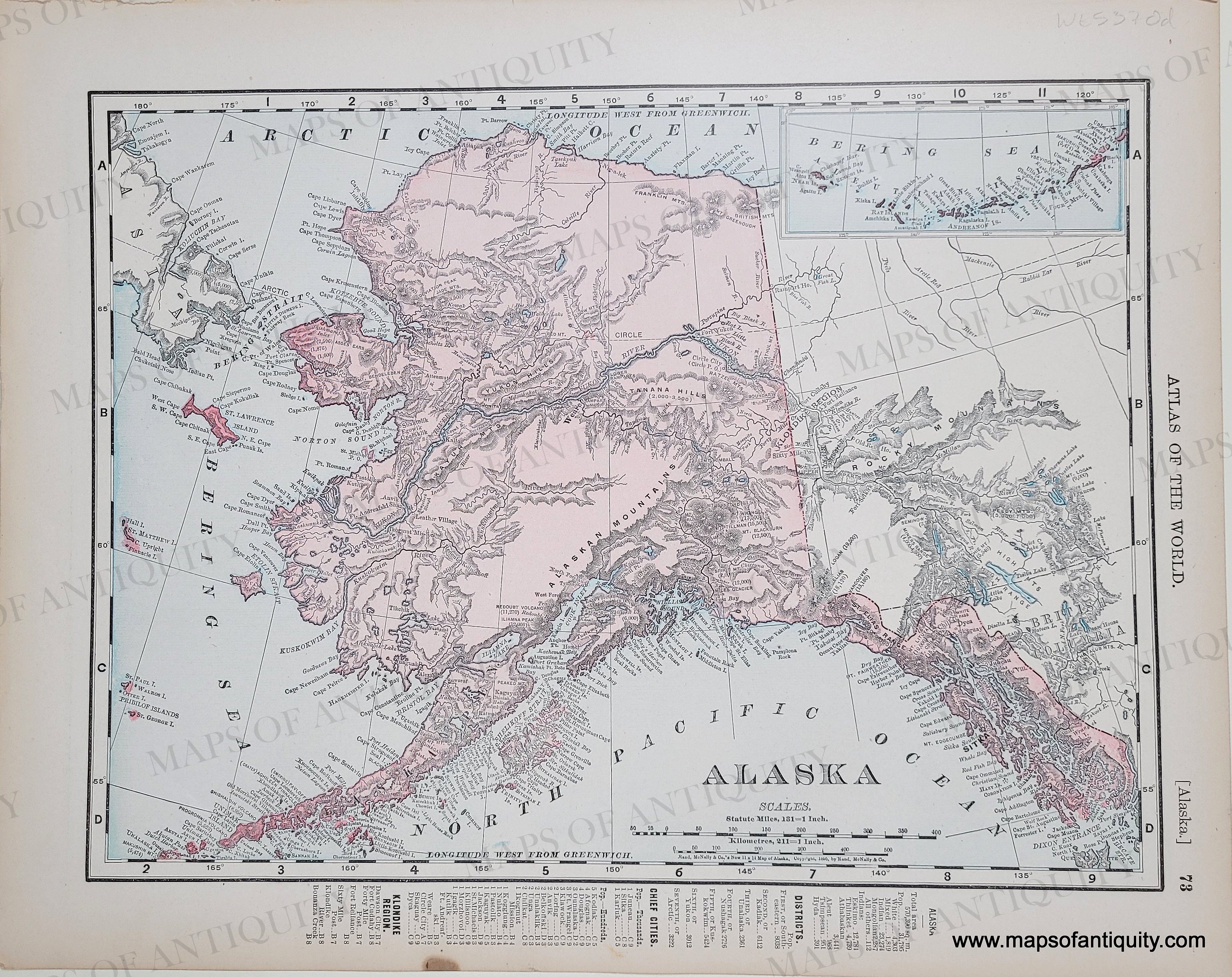 1898 - Map of Alaska, Verso: Canada - Antique Map – Maps of Antiquity