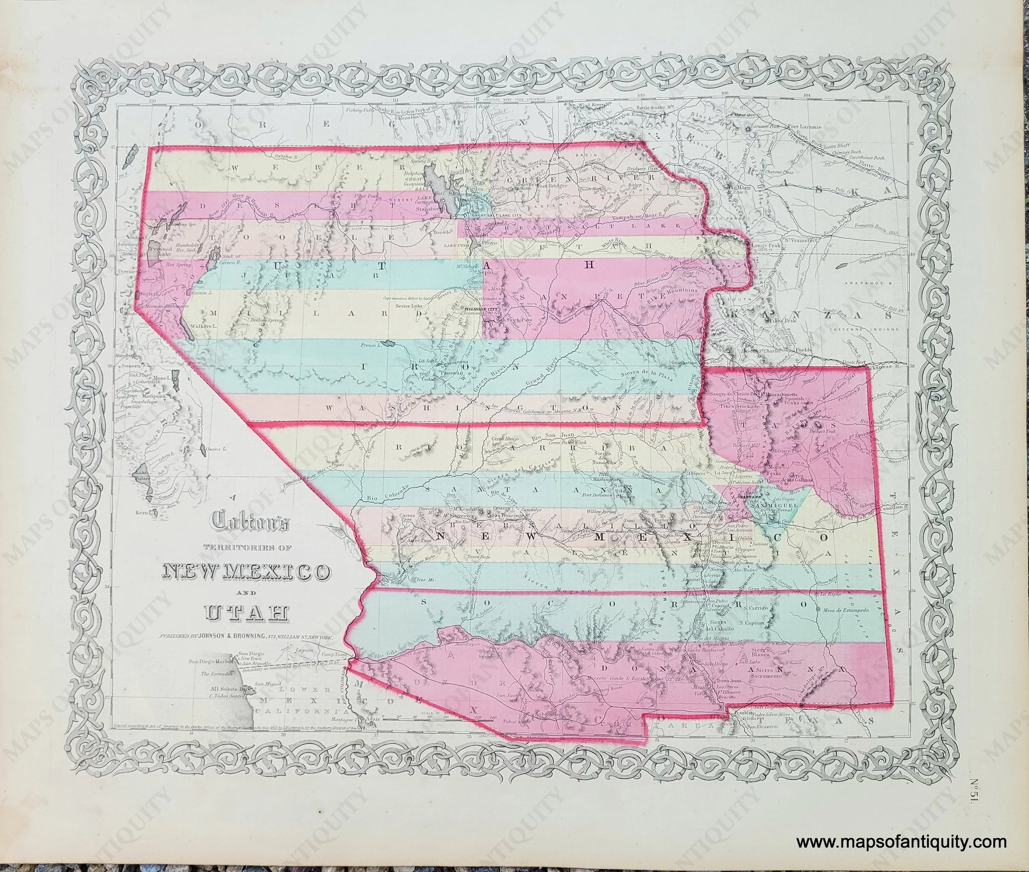 Old Historic Map Of Utah Antique Maps Of Utah Barry Lawrence