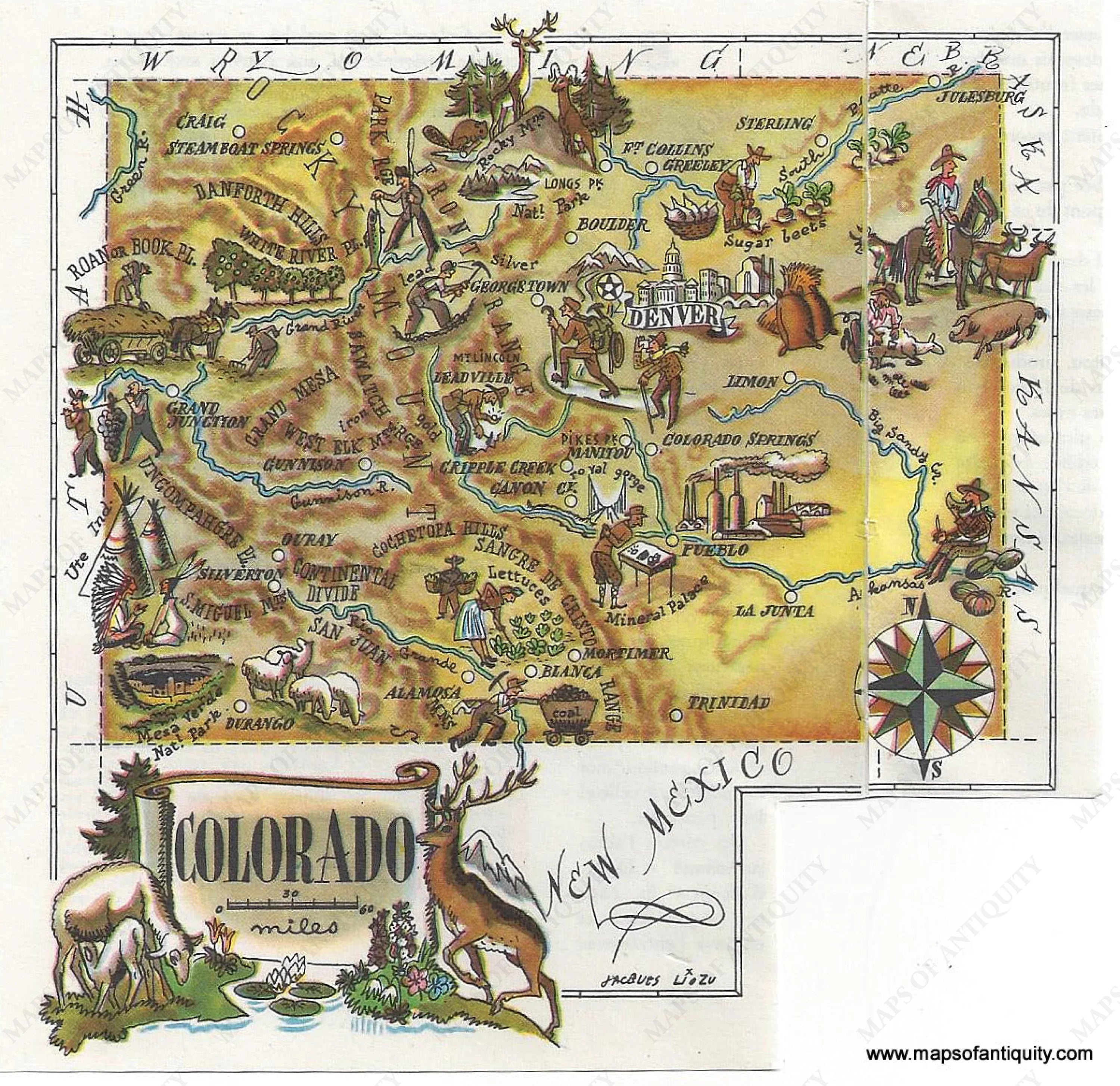 1949 Genuine Vintage Map Colorado – Maps of Antiquity