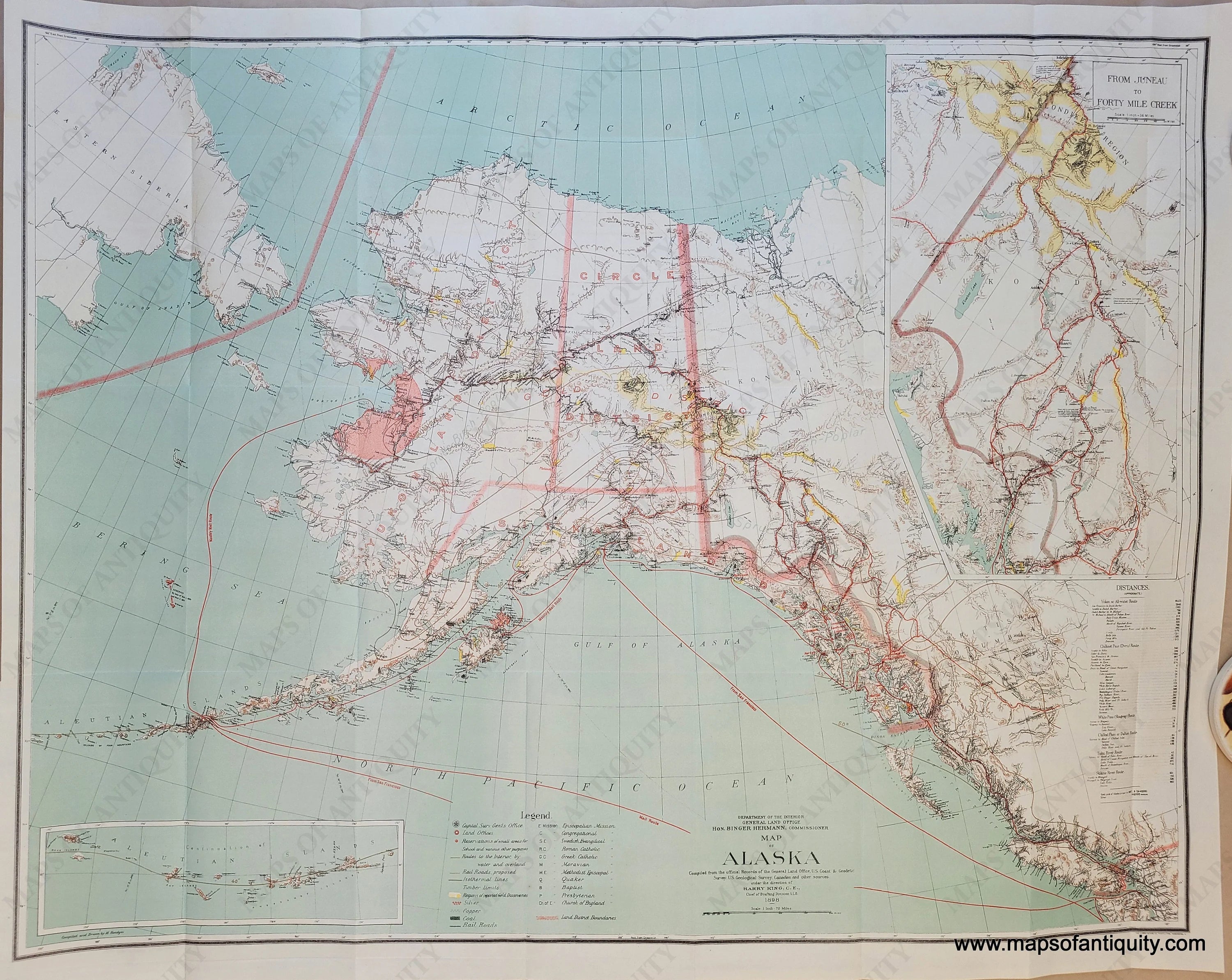 1898 Genuine Antique Map Map of Alaska – Maps of Antiquity