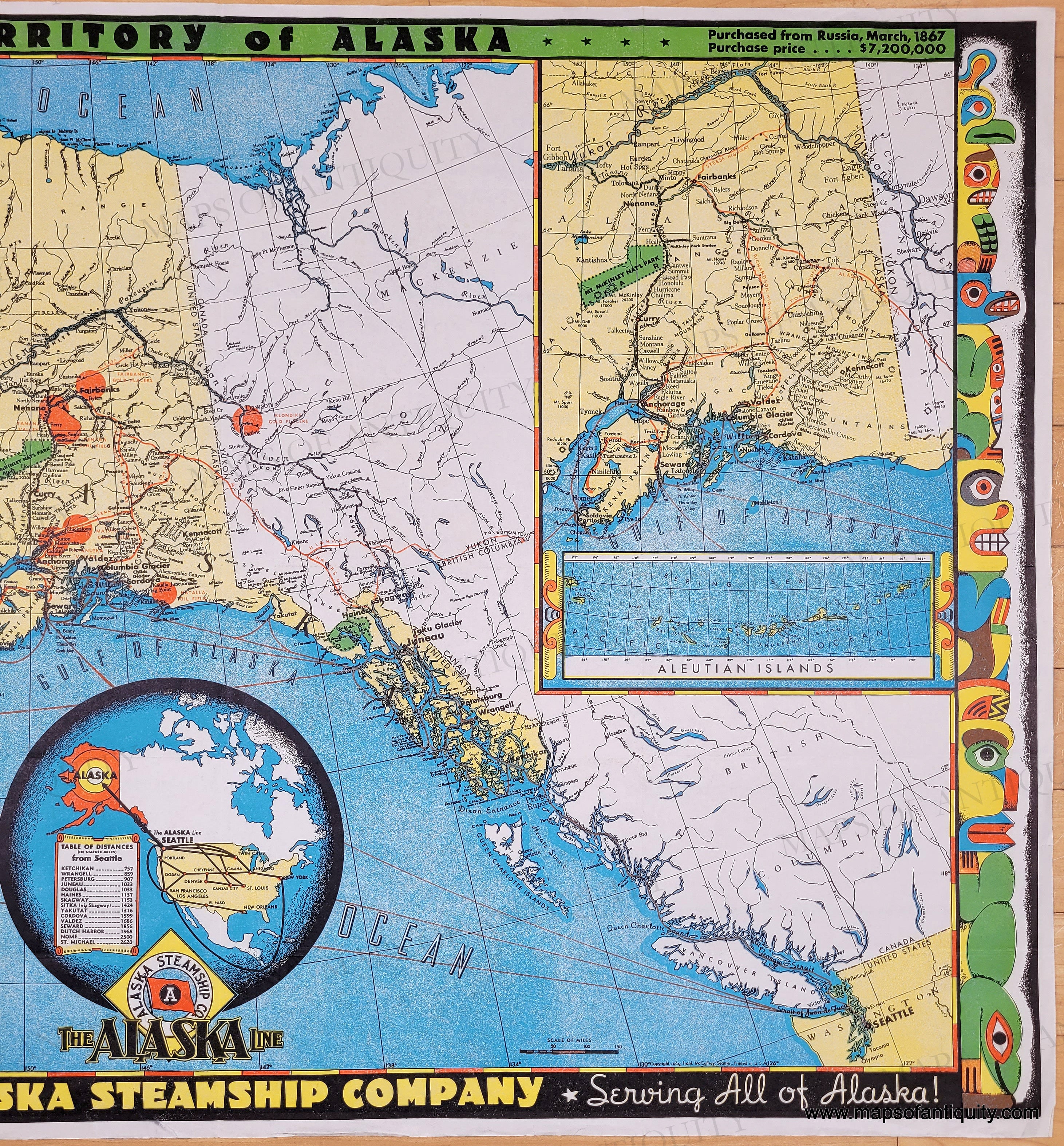 1949 - Territory of Alaska - Original Map – Maps of Antiquity