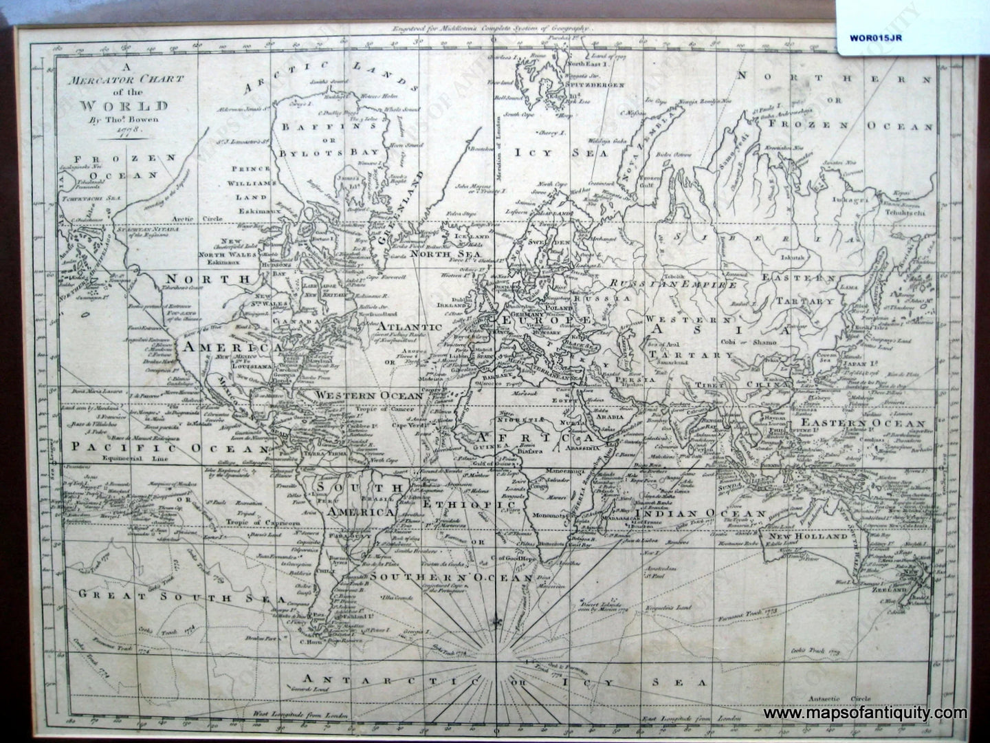 1778 - A Mercator Chart of the World, by Thomas Bowen - Antique Map ...