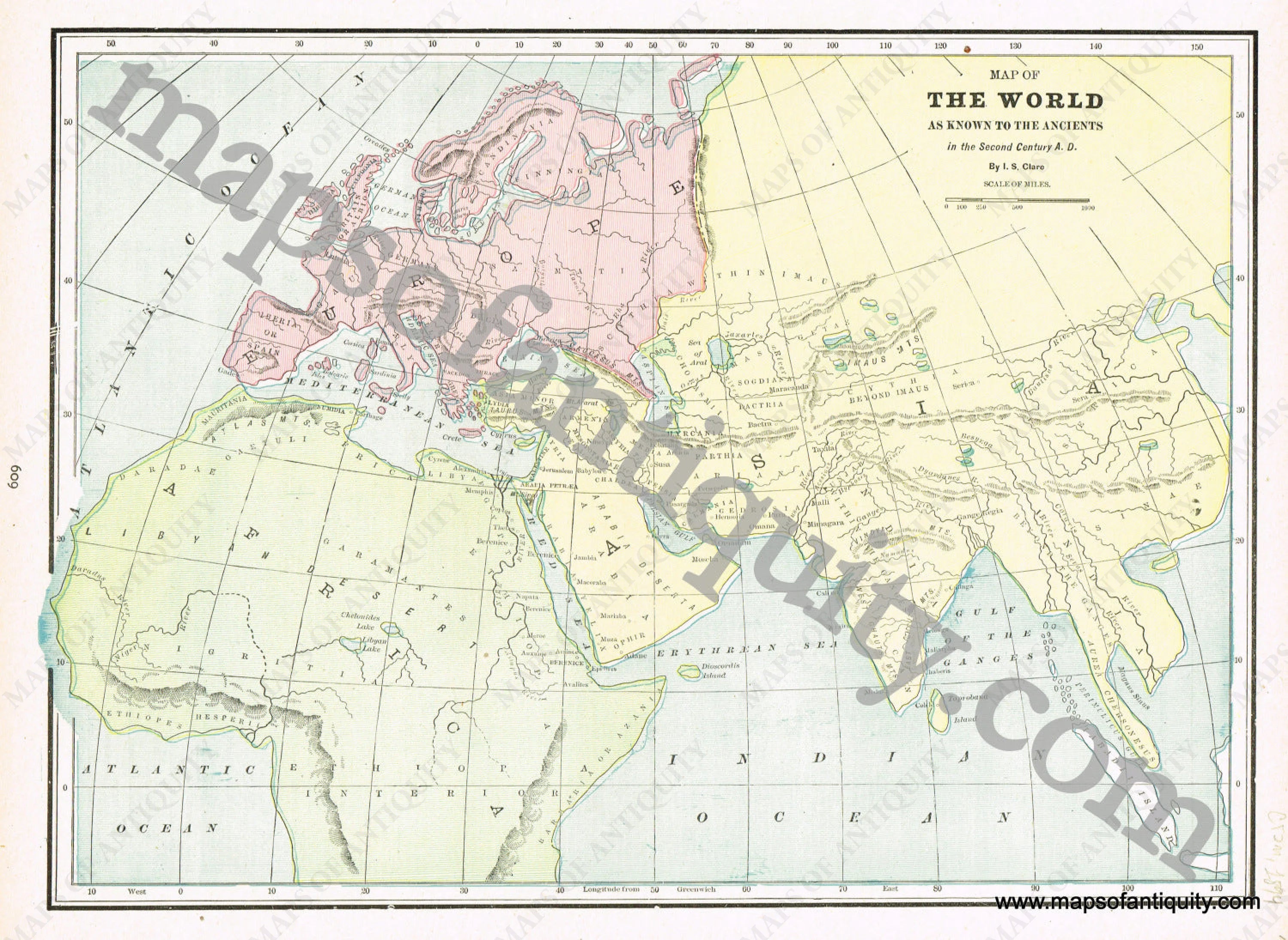 1894 - Map of The World As Known to The Ancients in the Second Century ...