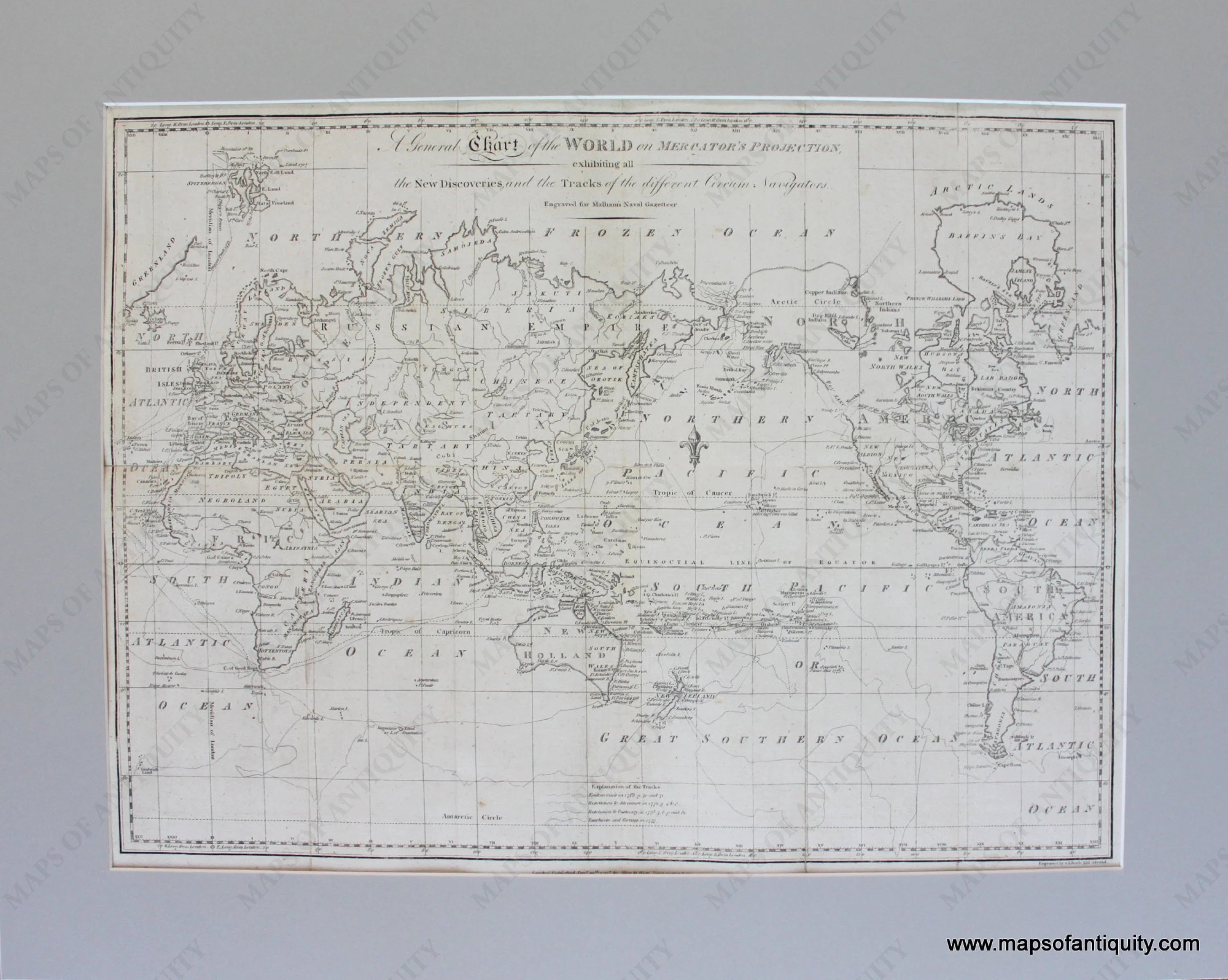 1797 - A General Chart of the World on Mercator's Projection, Exhibiti ...