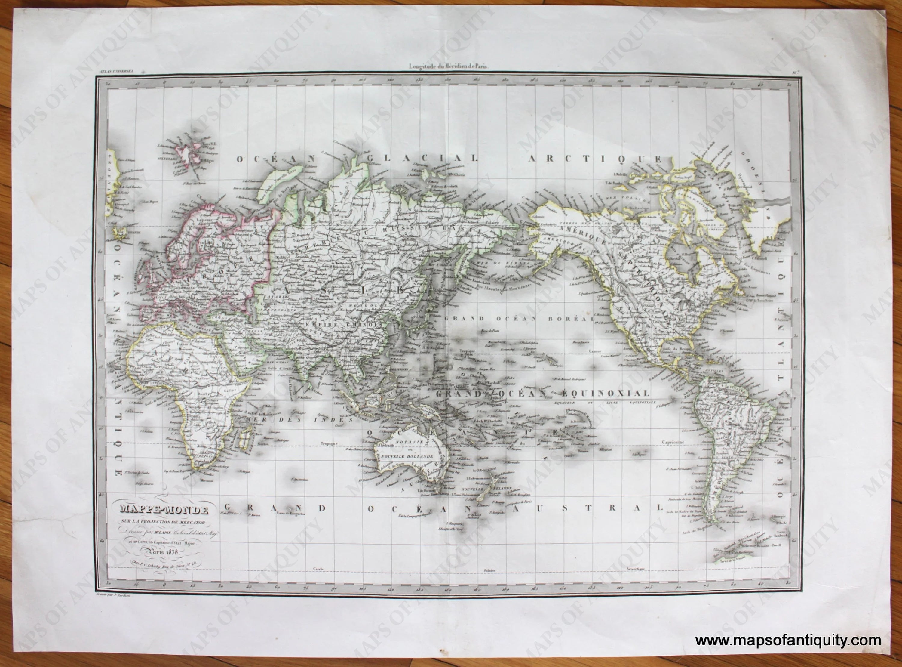 1838 - Mappe-Monde - Antique Map – Maps of Antiquity