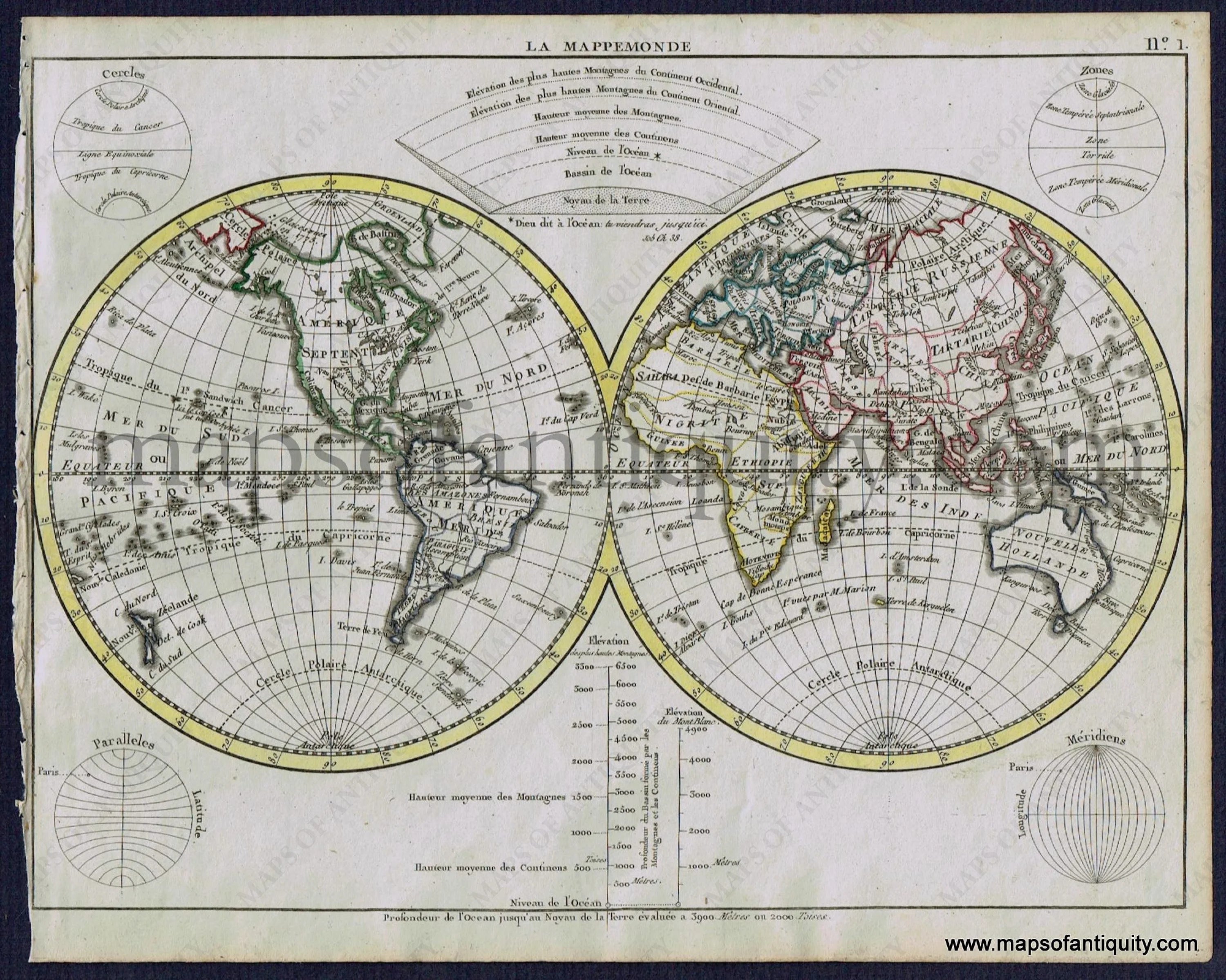 1806 - World - La Mappemonde - Antique Map – Maps of Antiquity