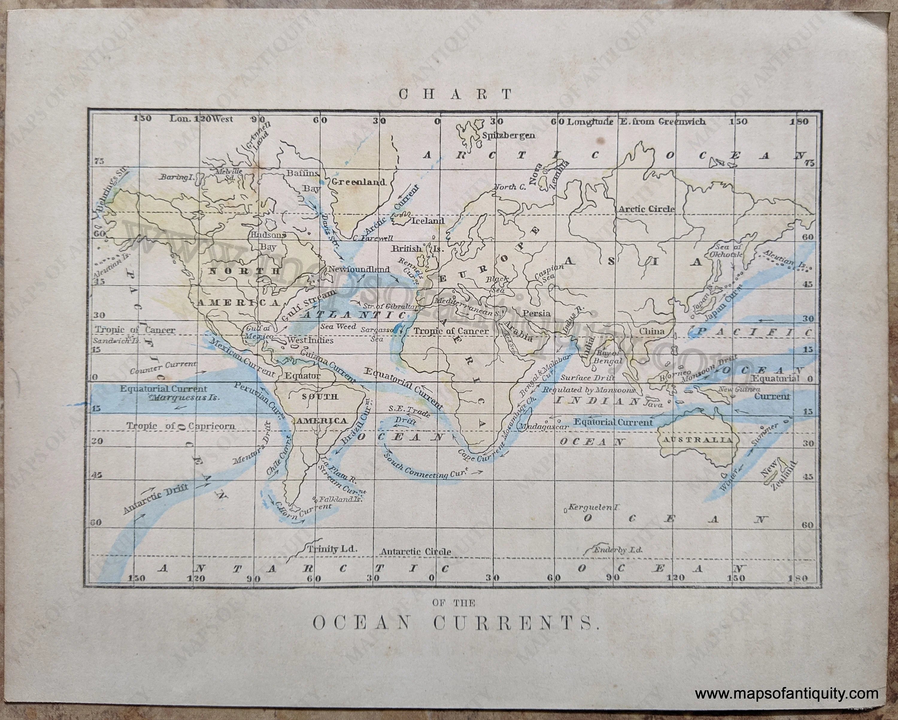 1857 - Chart of the Ocean Currents - Antique Map – Maps of Antiquity