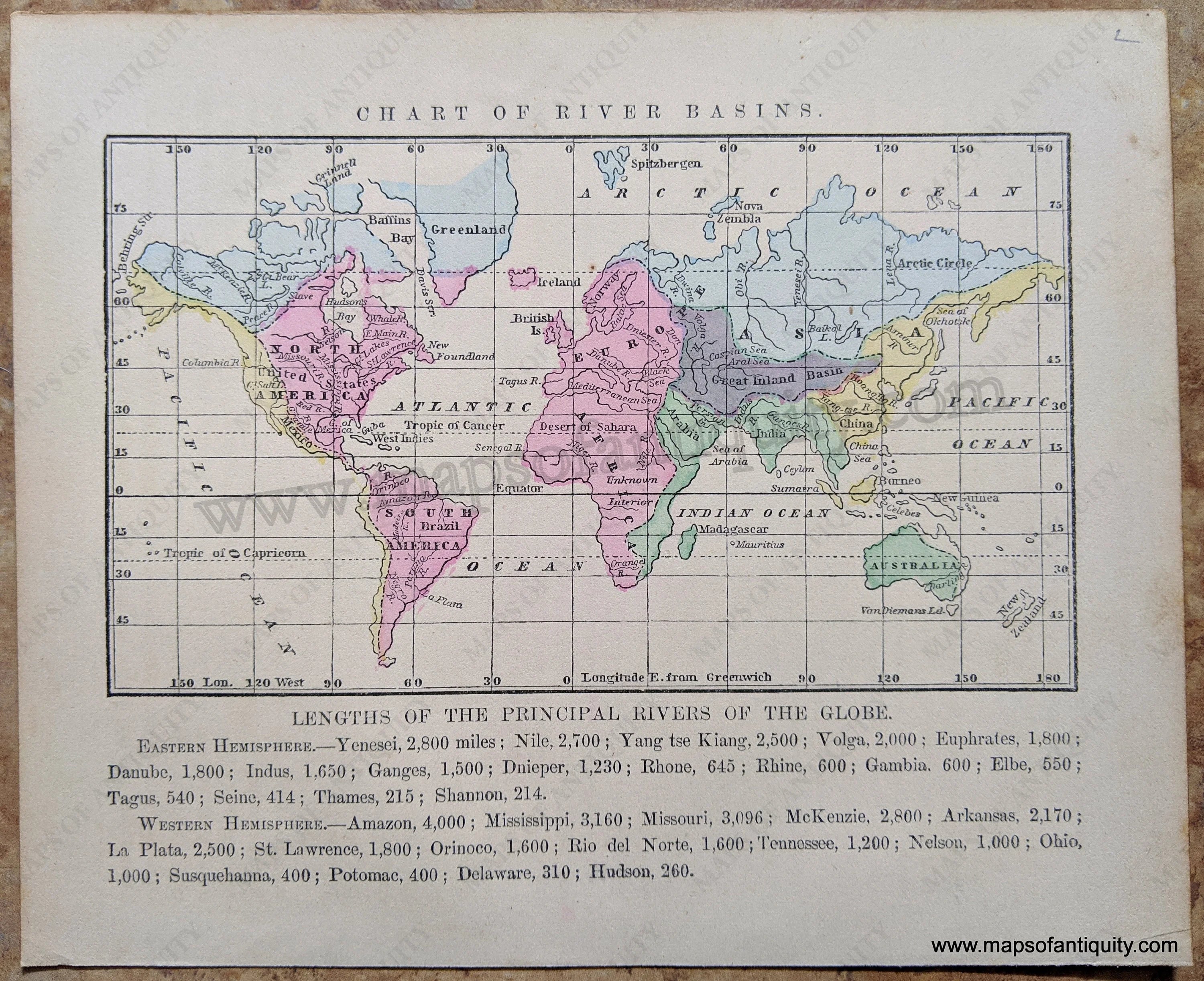 1857 - Chart of the River Basins - Antique Map – Maps of Antiquity