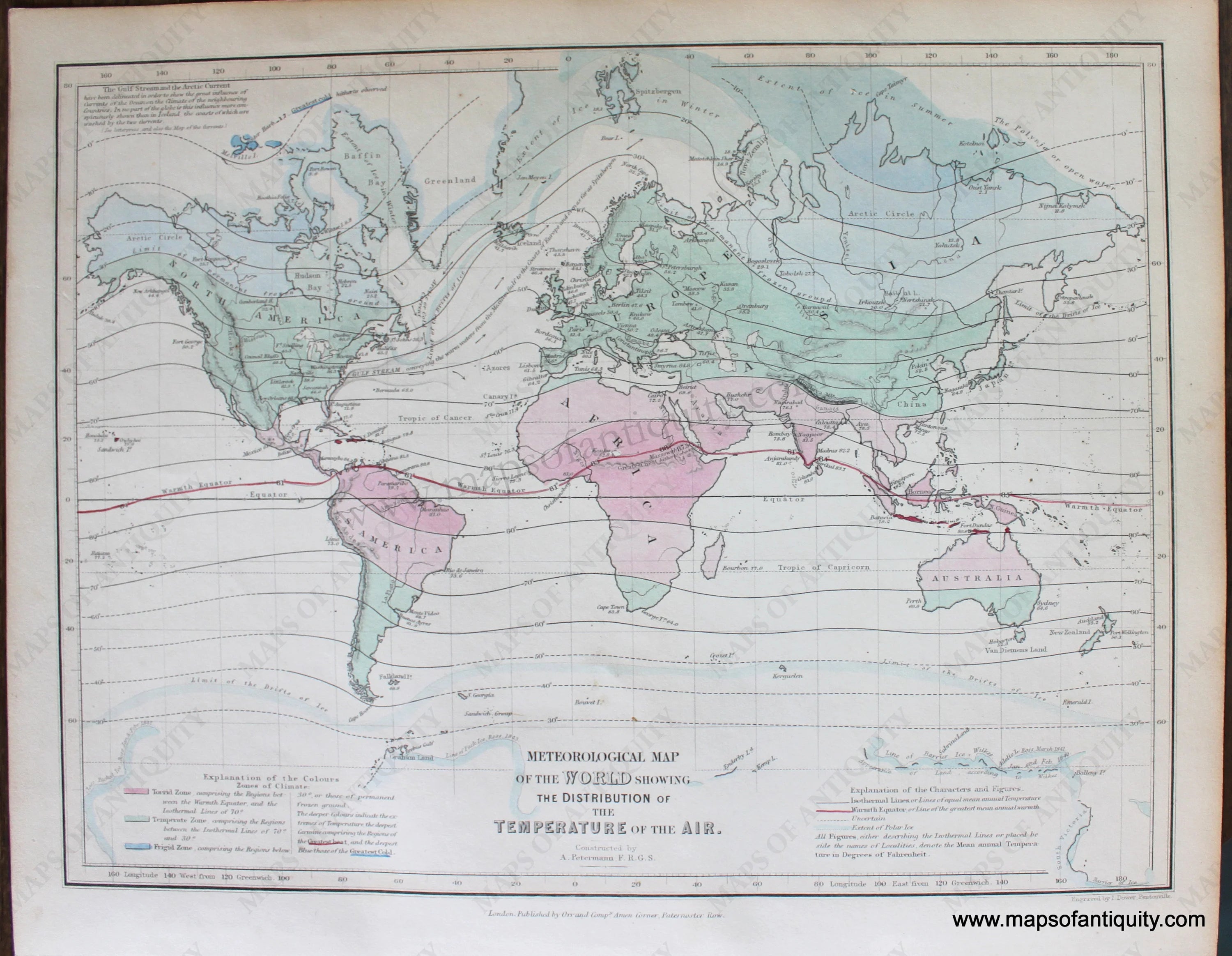 1850 - Meteorological Map of the World showing the Distribution of the ...