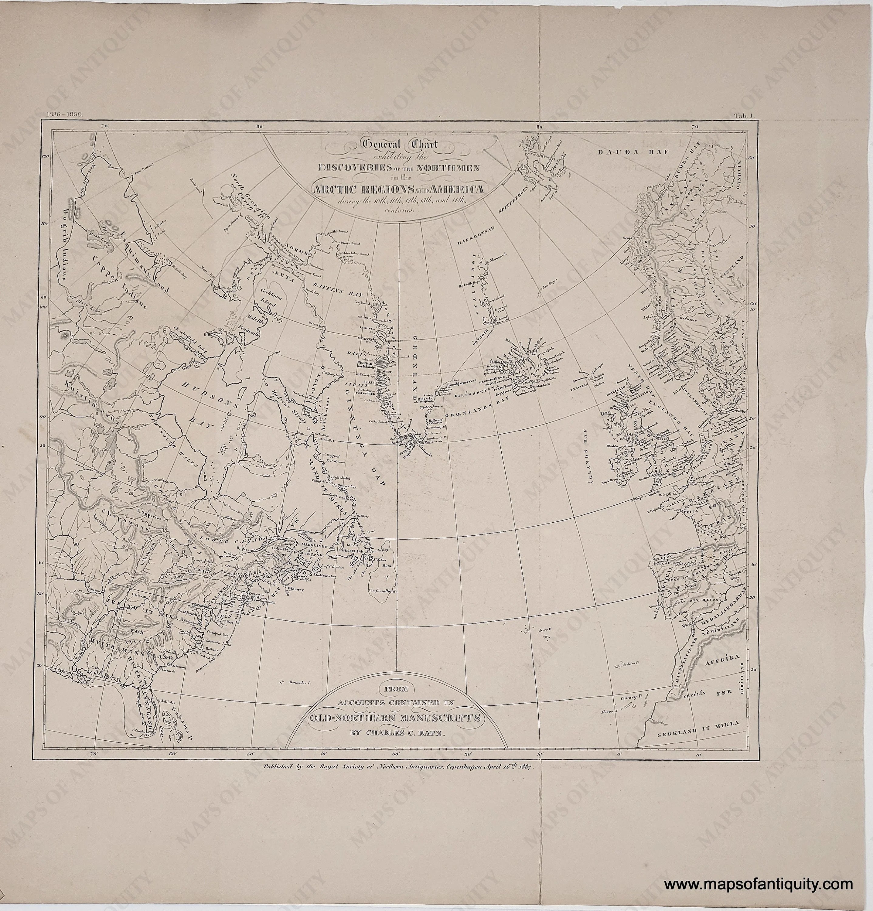 1845 - General Chart exhibiting the Discoveries of the Northmen in the ...