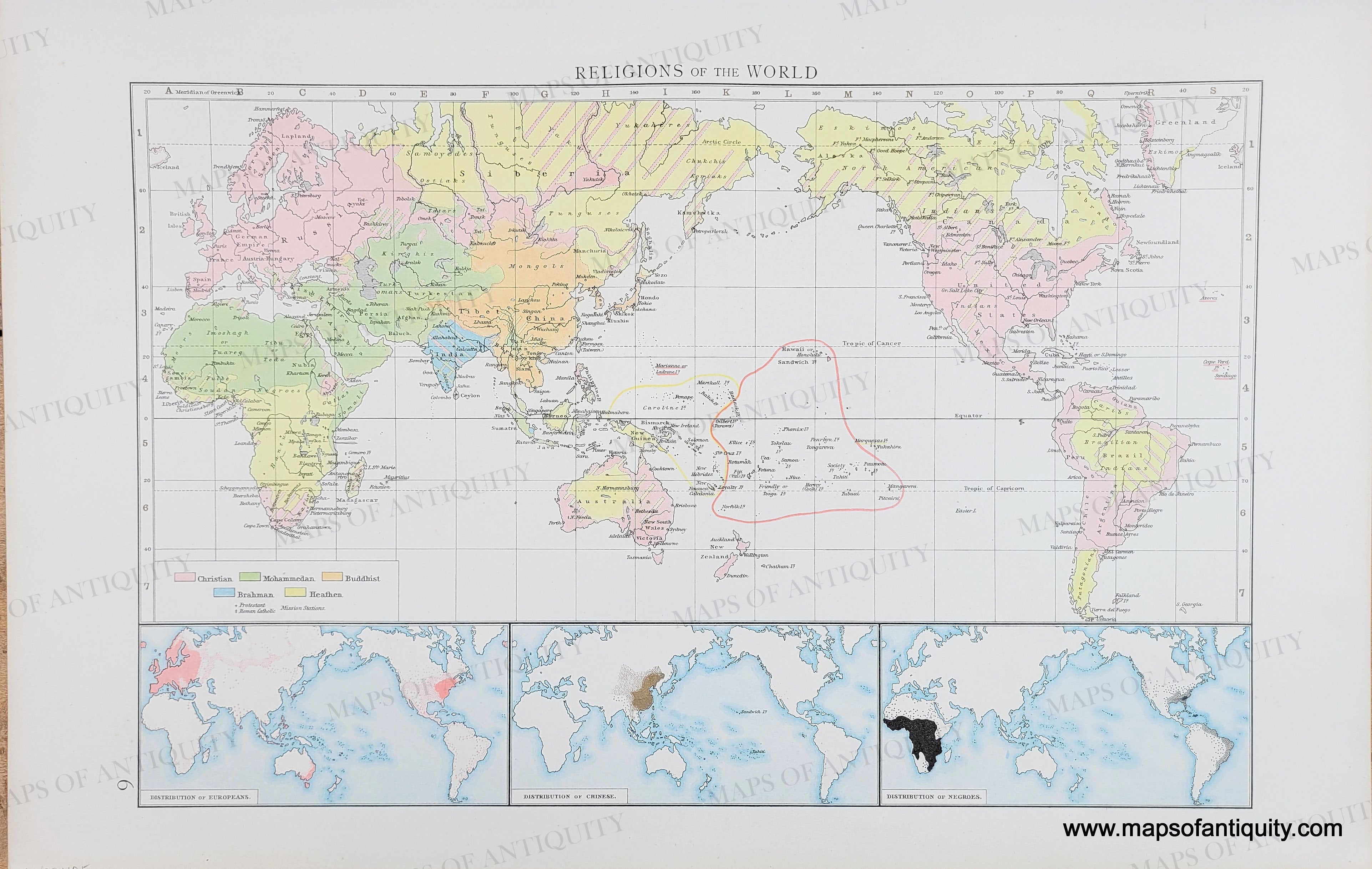 1900 Genuine Antique Print Religions of the World – Maps of Antiquity