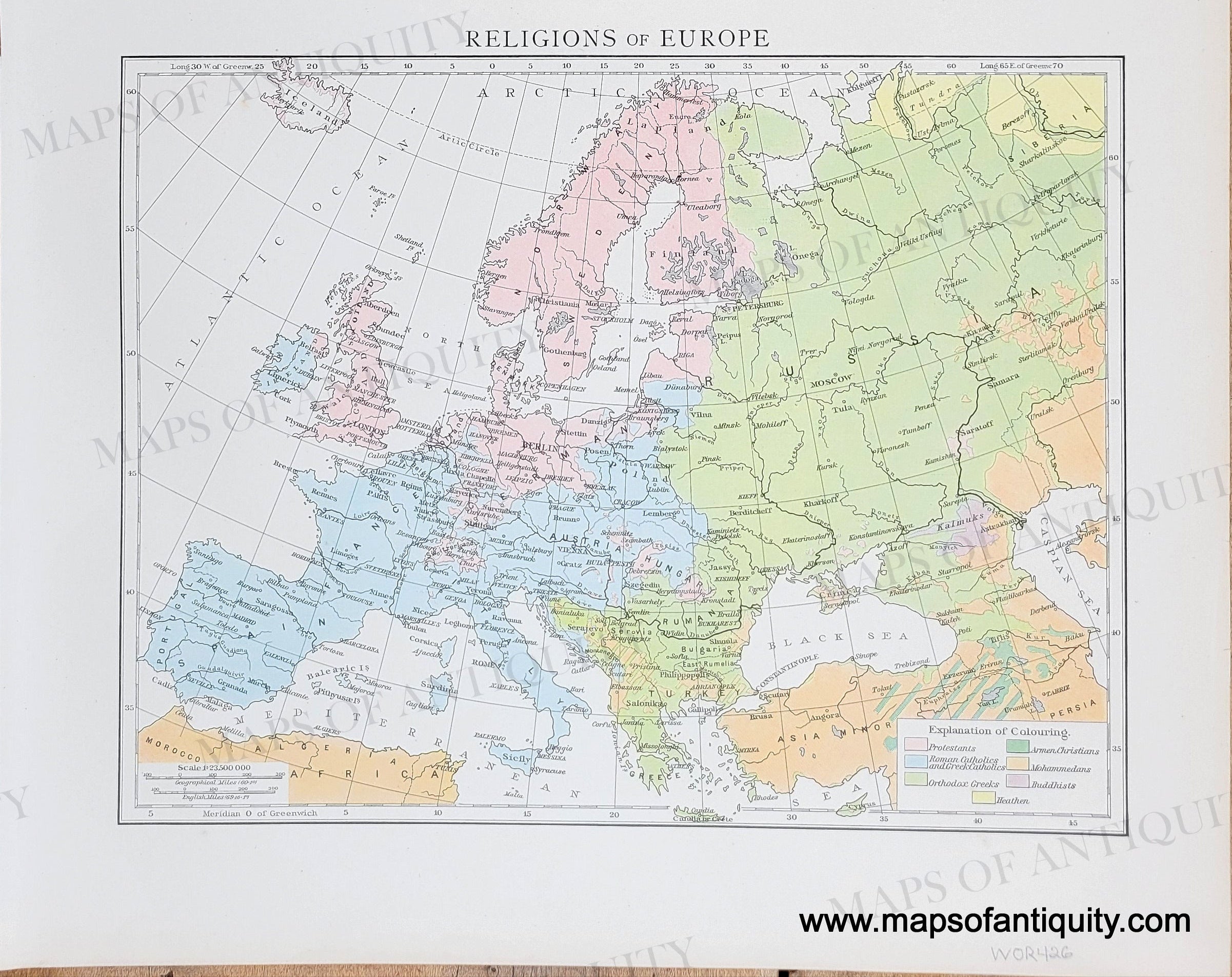 1900 - Religions of Europe - Antique Map – Maps of Antiquity