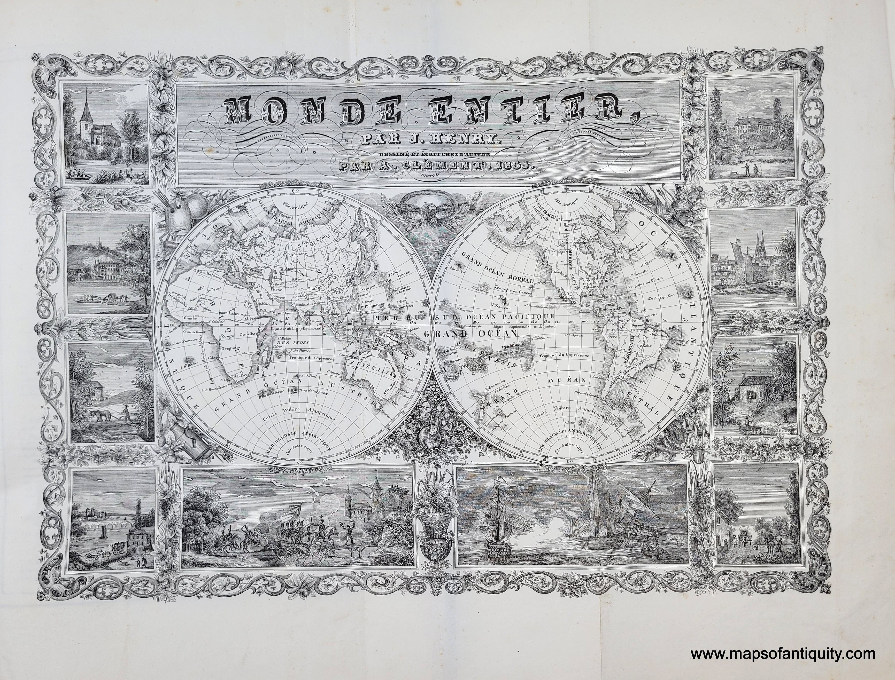 1842 - World - Monde Entier, Par J. Henry. Dressine et Ecrit Chez L' A ...