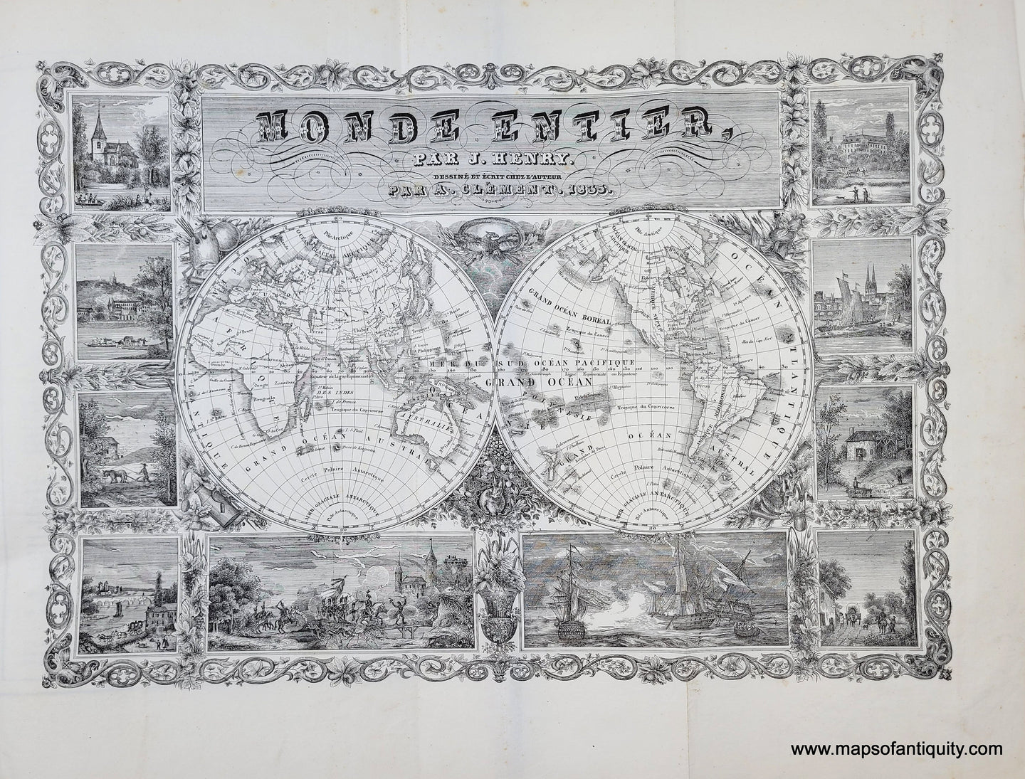 1842 - World - Monde Entier, Par J. Henry. Dressine et Ecrit Chez L' A ...
