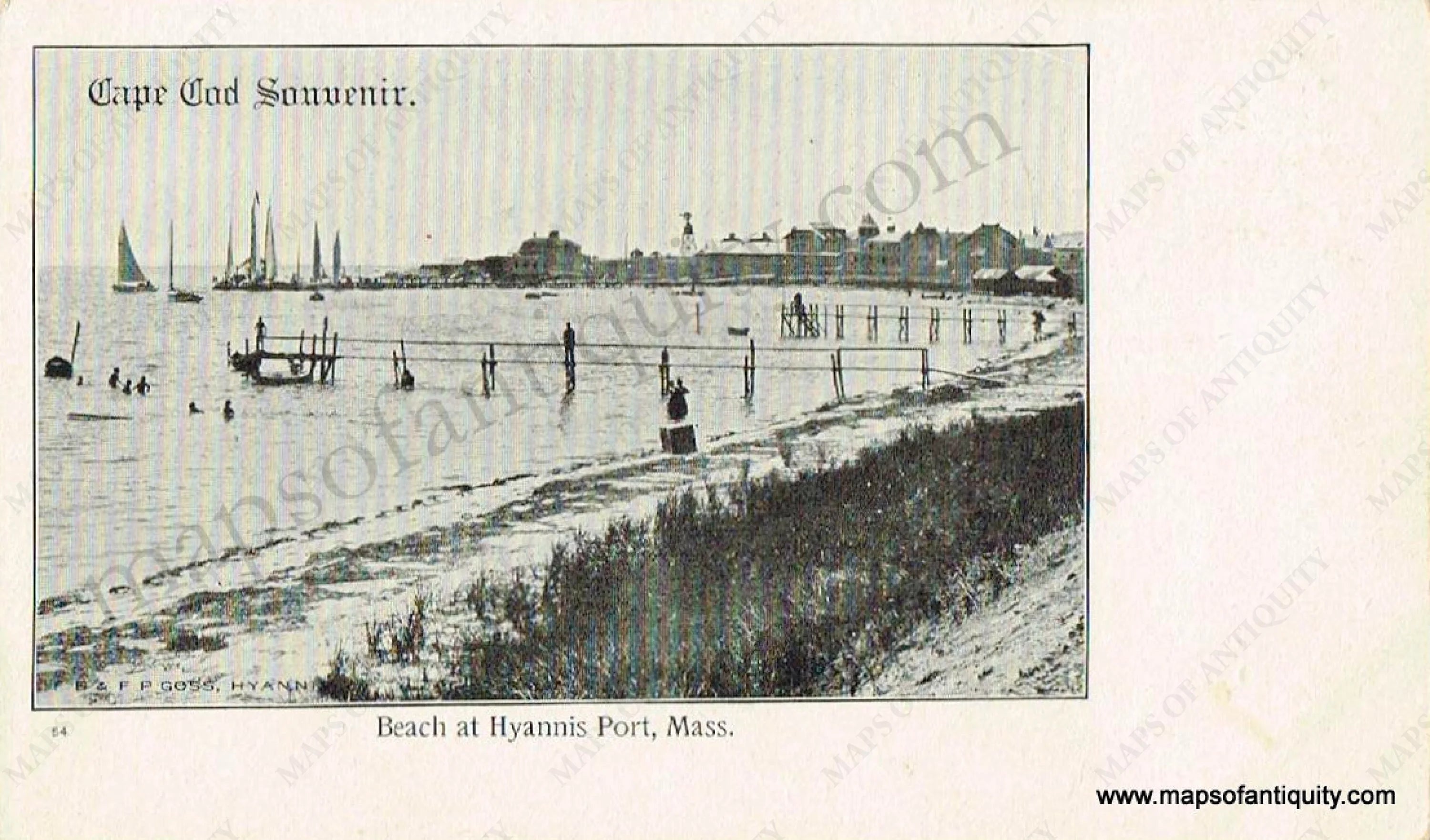 1905-1935 - Beach at Hyannis Port, Mass. - Postcard - Antique – Maps of ...