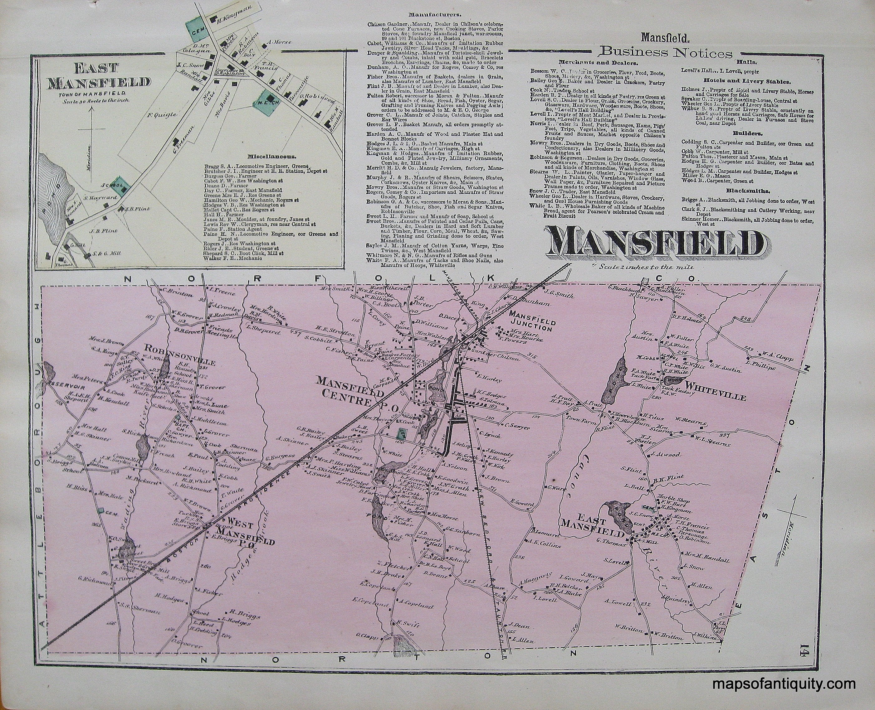 1871 - Mansfield p. 14 (MA) - Antique Map – Maps of Antiquity