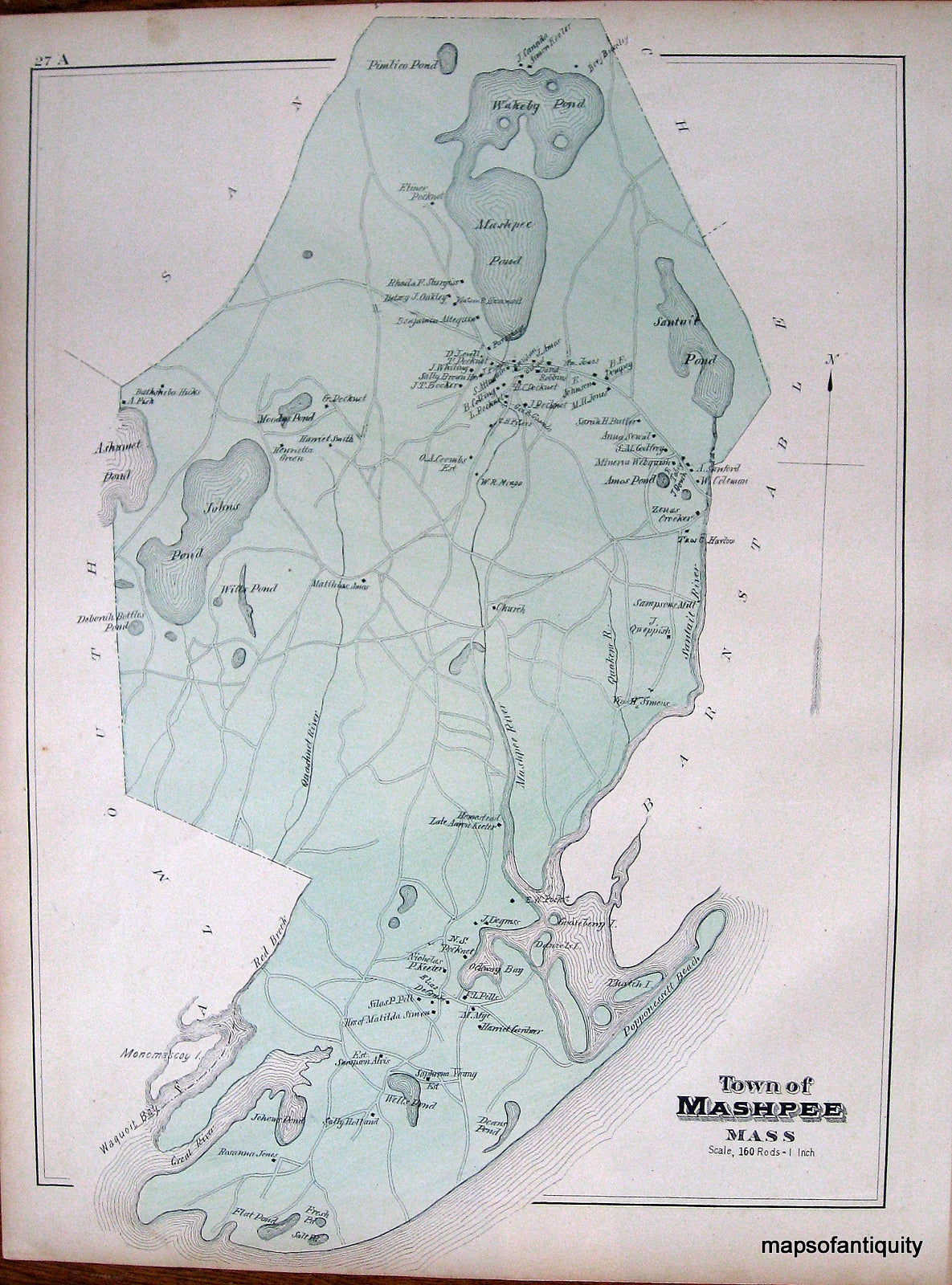 1880 - Town of Mashpee - Antique Map – Maps of Antiquity