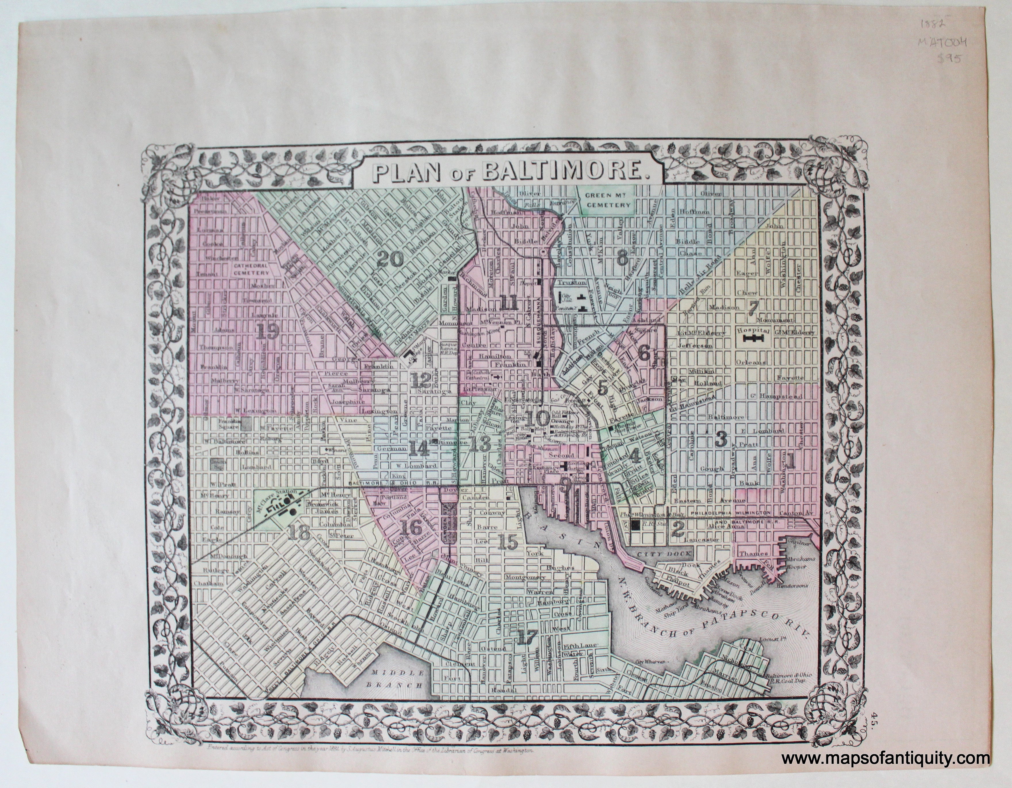 1882 - Plan of Baltimore - Antique Map – Maps of Antiquity